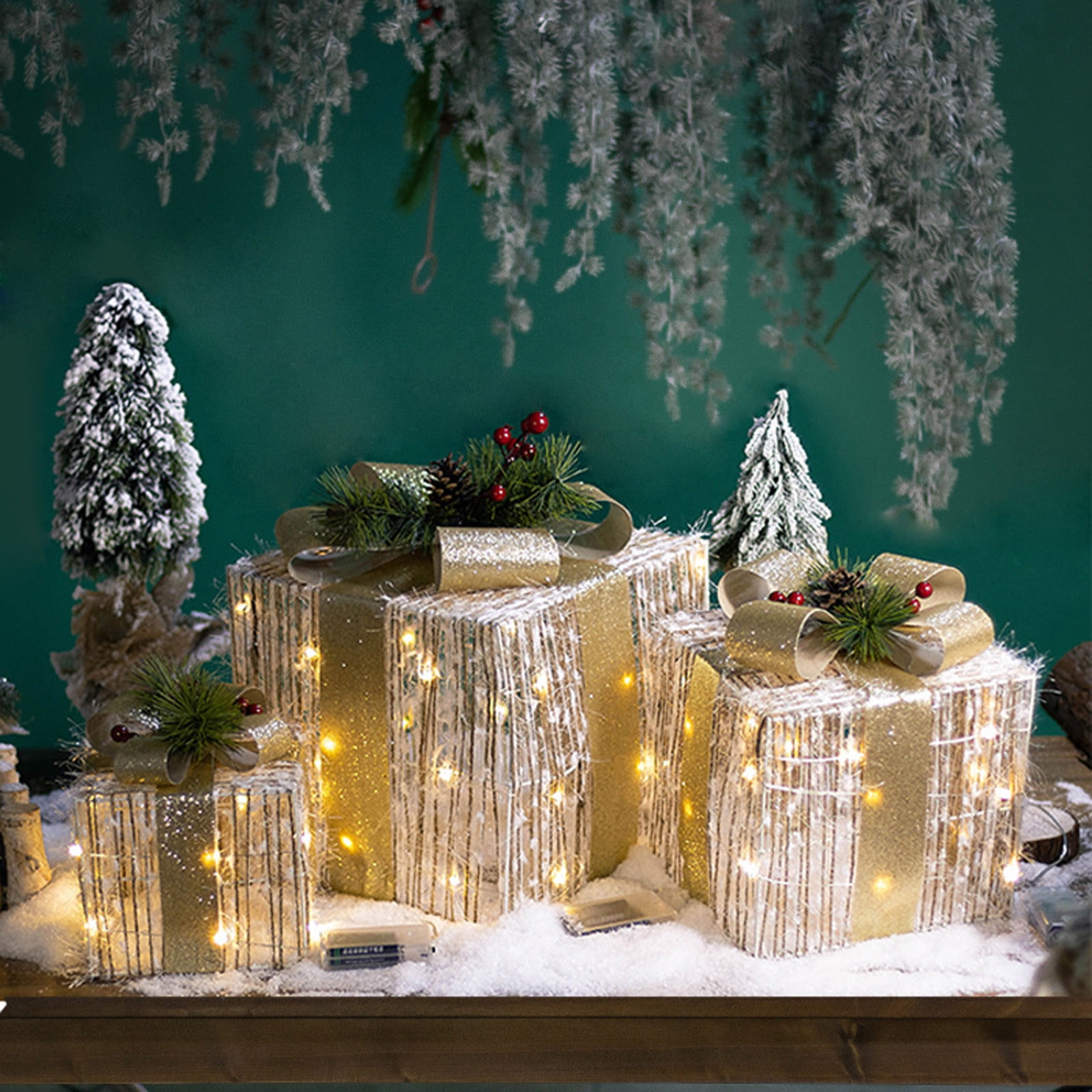 TUTUnaumb Set of 3 Christmas Lighted Gift Boxes Decorations Christmas ...