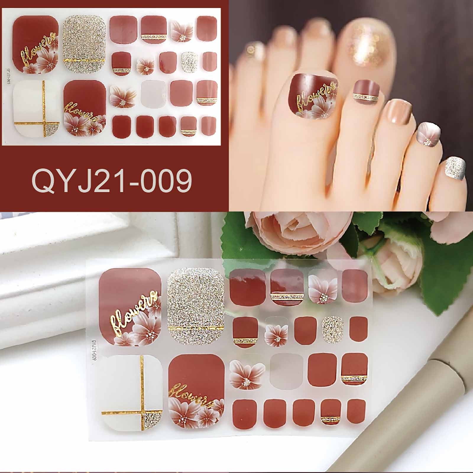 TUTUnaumb Toe Nail Art Stickers, Self-Adhesive Full Wraps Toenail ...