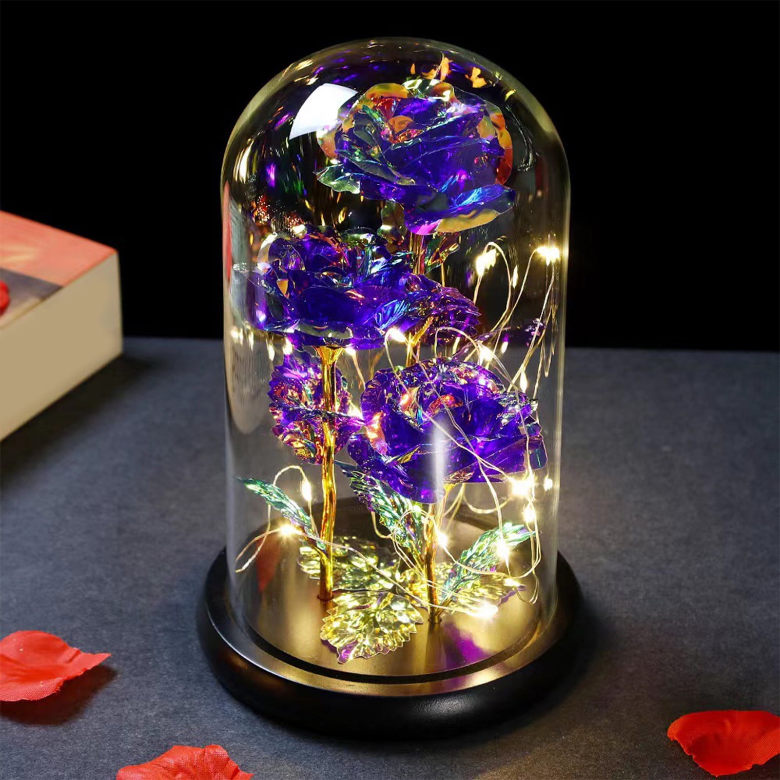 TUTUnaumb Valentine's Day Rose Simulation Galaxy Crystal Light Up Rose ...