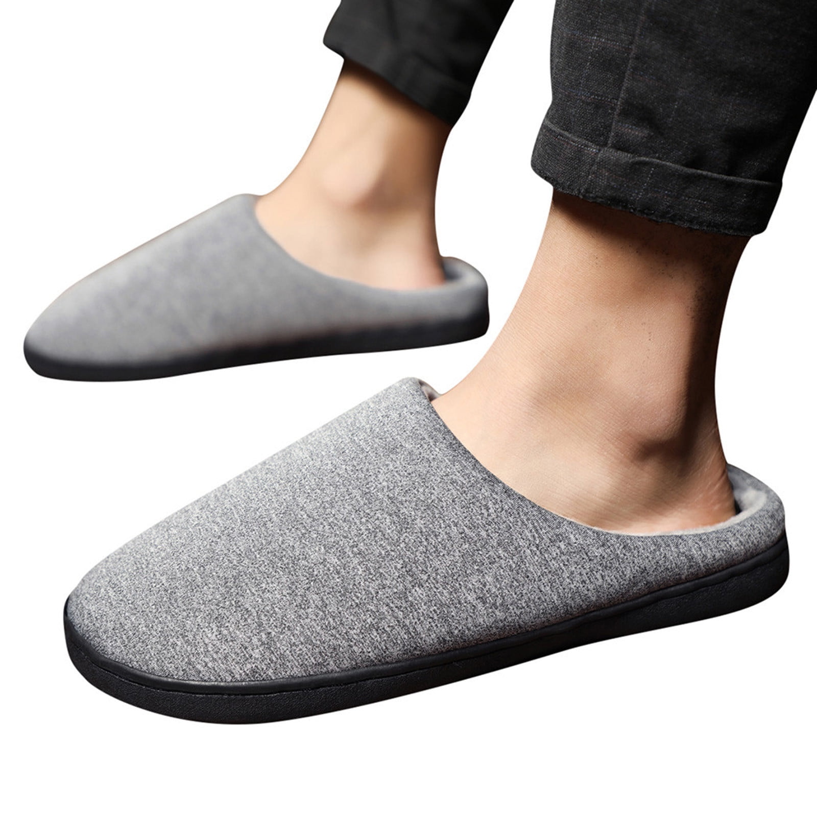 TUTUnaumb Woman House Slippers Women's Mens Couples Solid Flock Warm ...