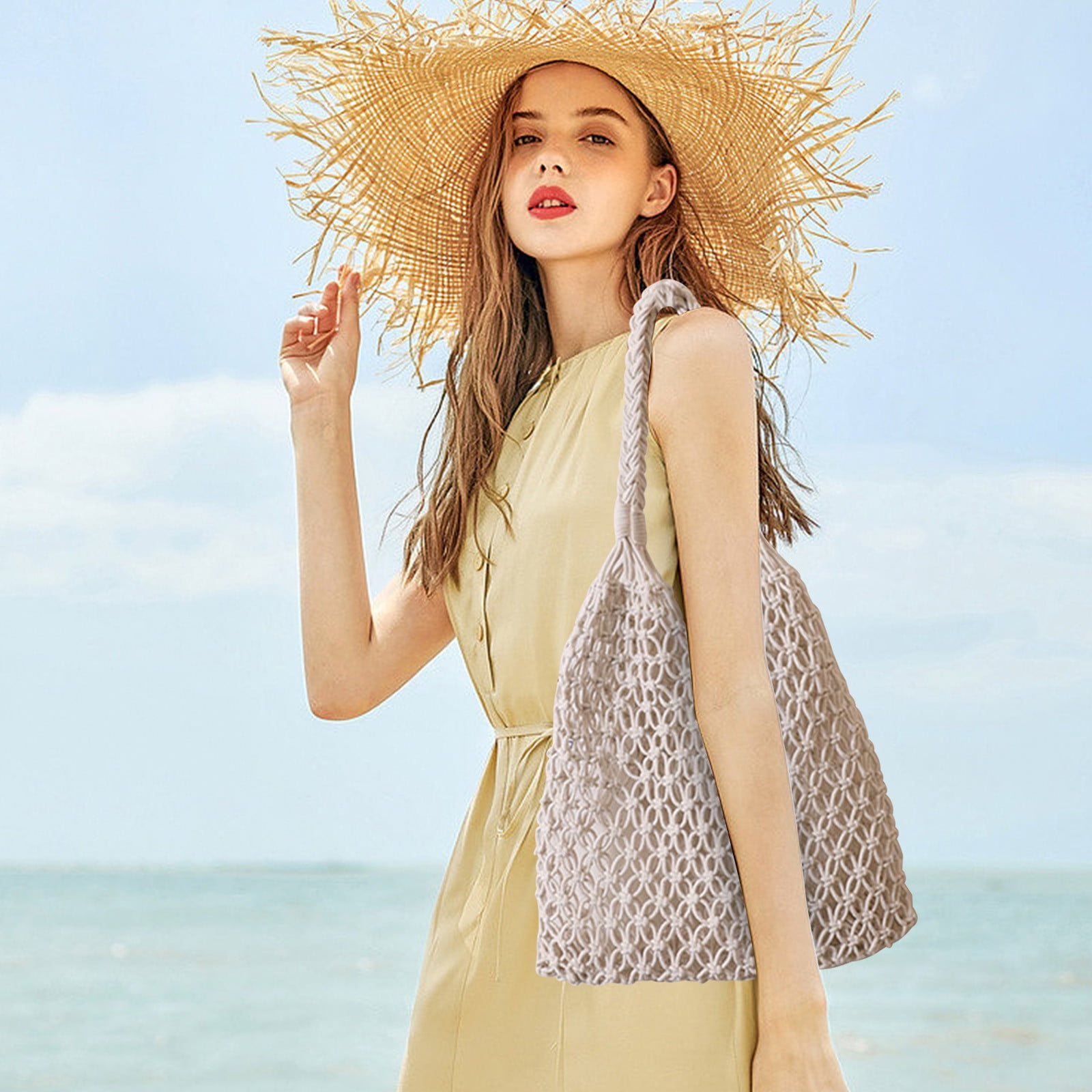 TUTUnaumb Women Straw Crochet Backpack Flap Drawstring Shoulders Bag ...