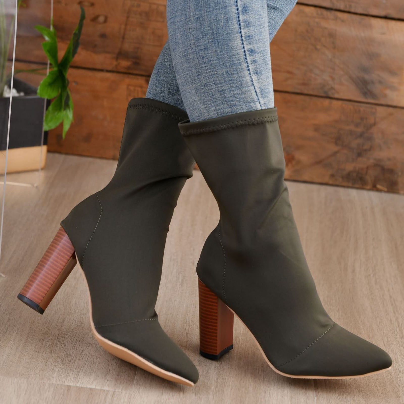 TUTUnaumb Women's High-Heels Mid Calf Boots Size 9.5 High Heel Sandals ...