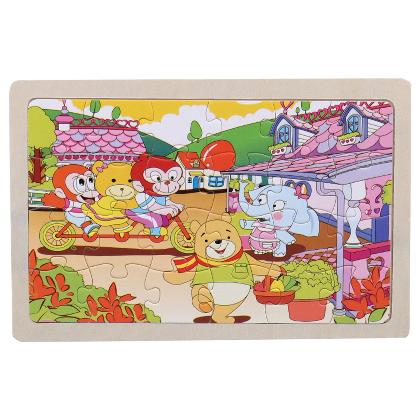 TUTUnaumb Wooden Jigsaw Puzzles for Kids Ages 3-5 Year Old,24 Piece Colorful Cartoon Animals ...