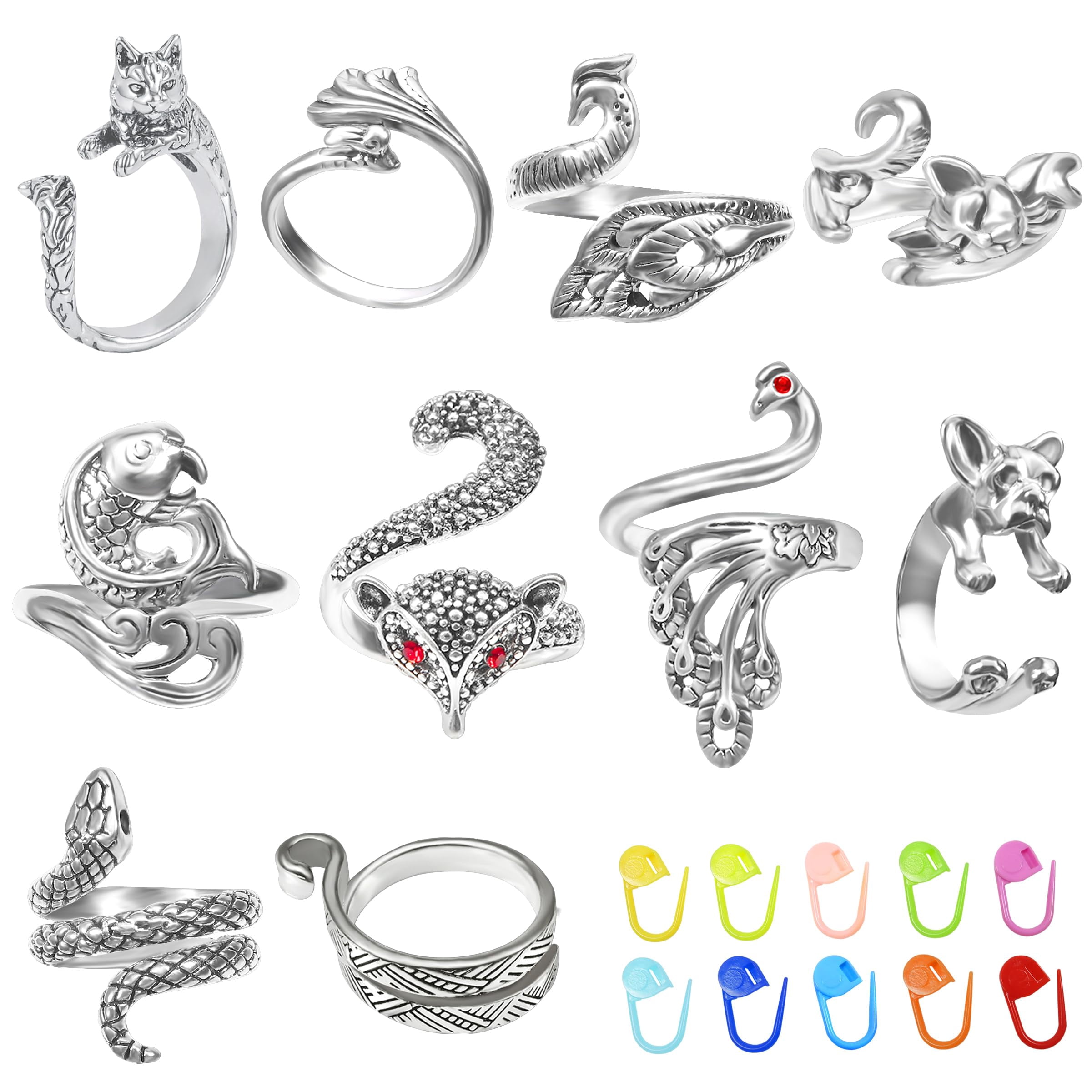 TUUXI 10 Pcs Crochet Rings Crochet Tension Rings for Finger Crocheting ...