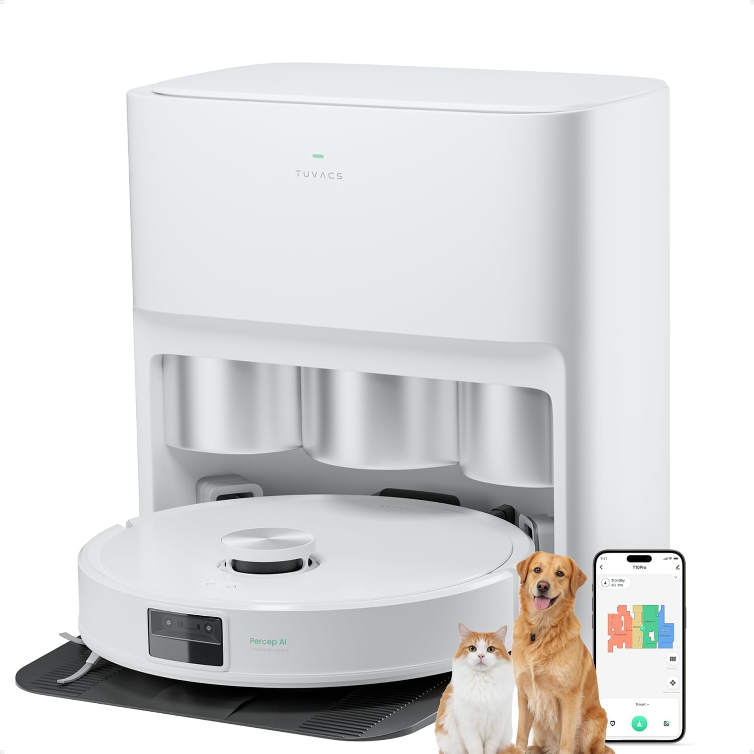 TUVACS Robot Vacuum with All-in-One Station, Dual Mops with 12 mm Auto ...