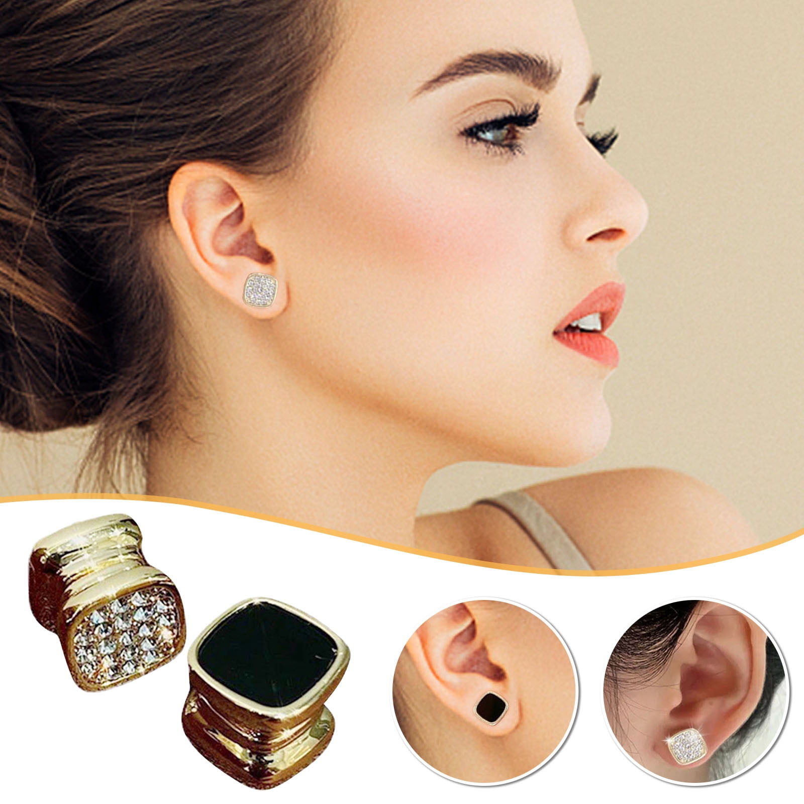 TUWABEII Diamond Earrings Ear Clip Without Ear Hole Can Wear Female ...