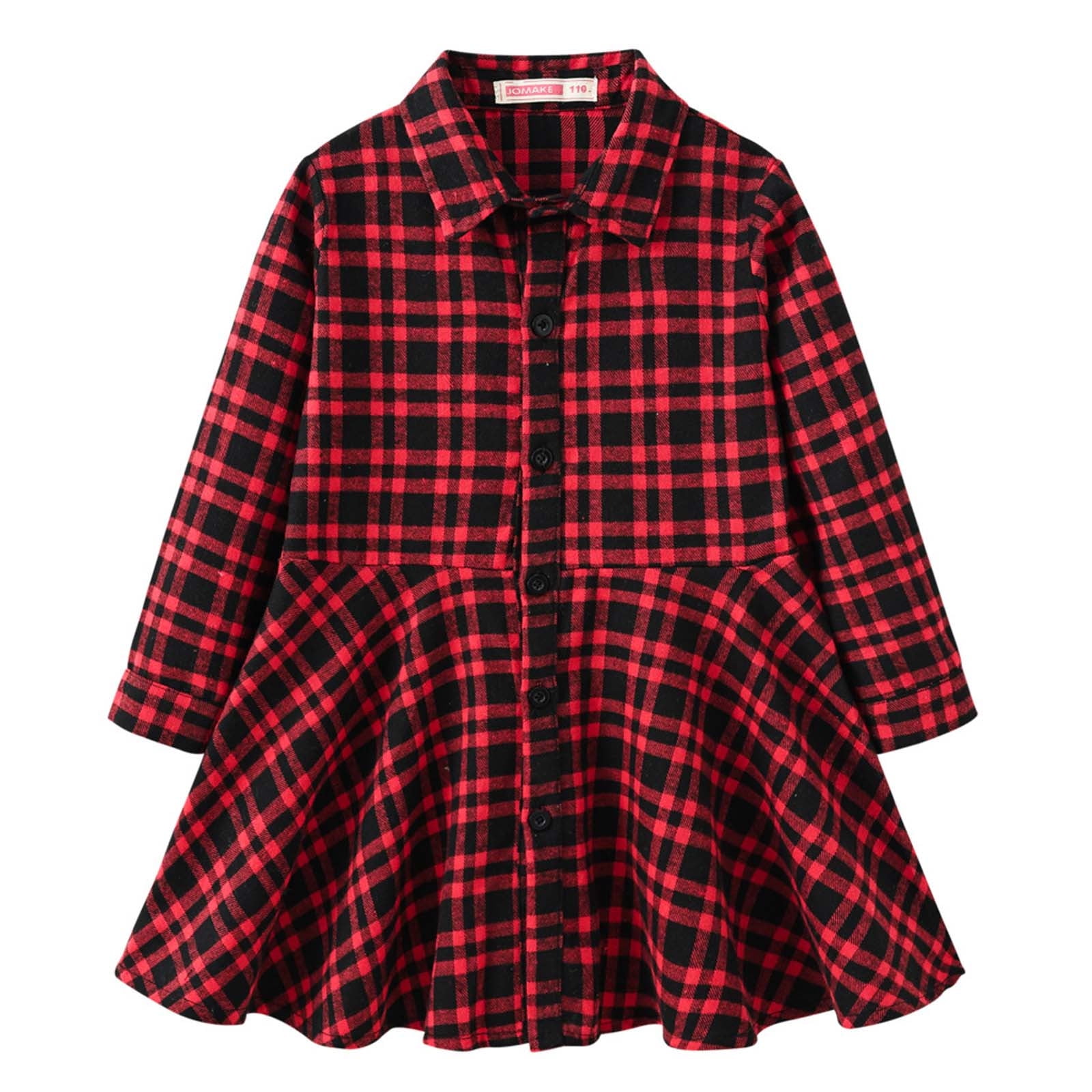 TUWABEII Dress for Kids,Versatile Girls' Long Sleeved Plaid Skirt ...