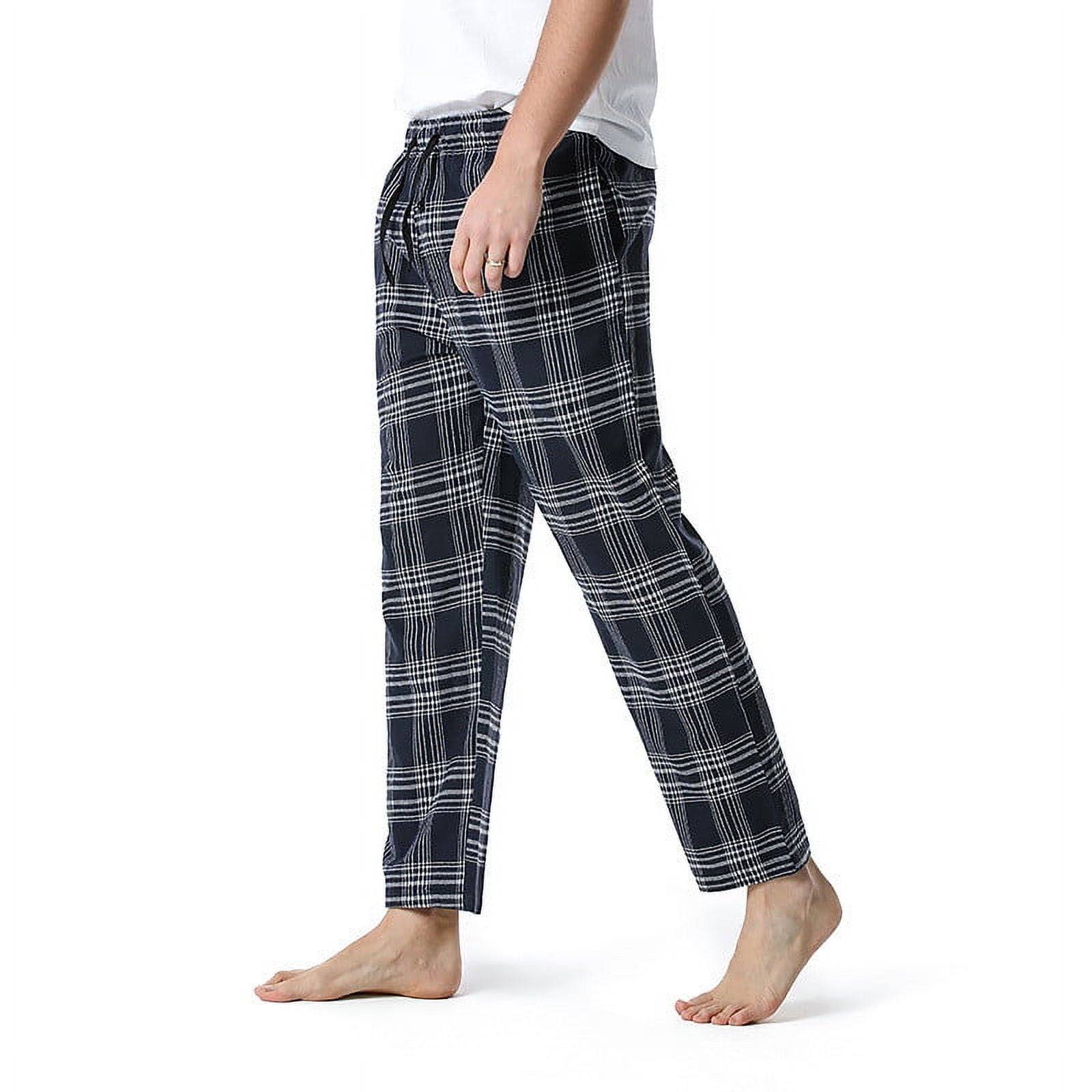 TUWABEII Men's Plaid Pajamas Straight Yoga Pants Home Pants Casual ...