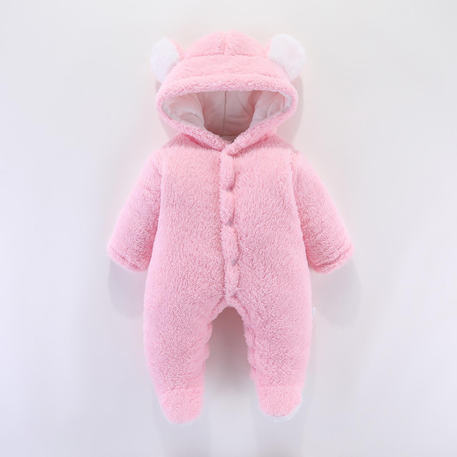 TUWABEII Newborn Baby Girl Boy Bodysuit Winter Clothes Warm Bear Ears ...