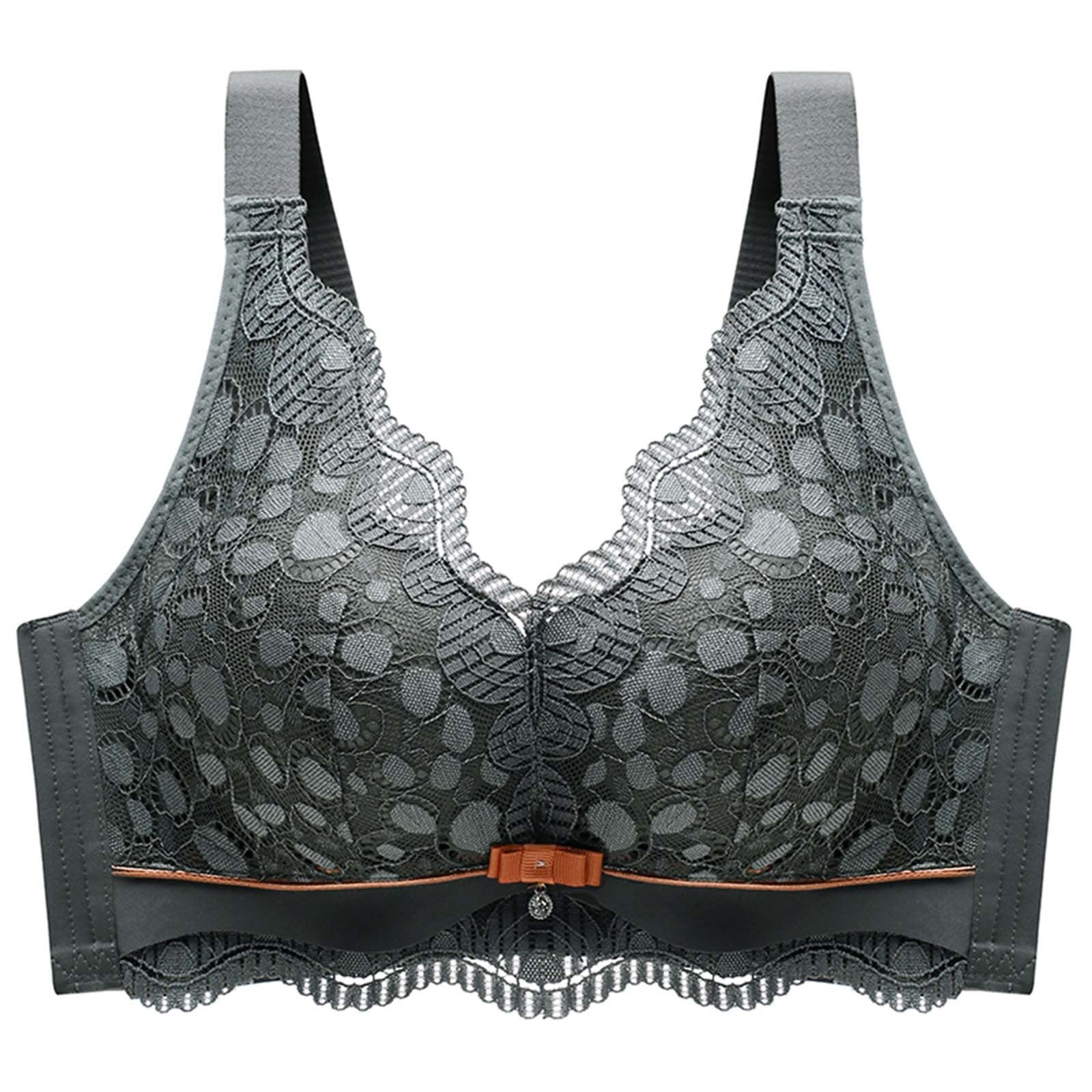 TUWABEII Plus Size Bra for Womens,Lace Printing Non-Steel Bowknot ...