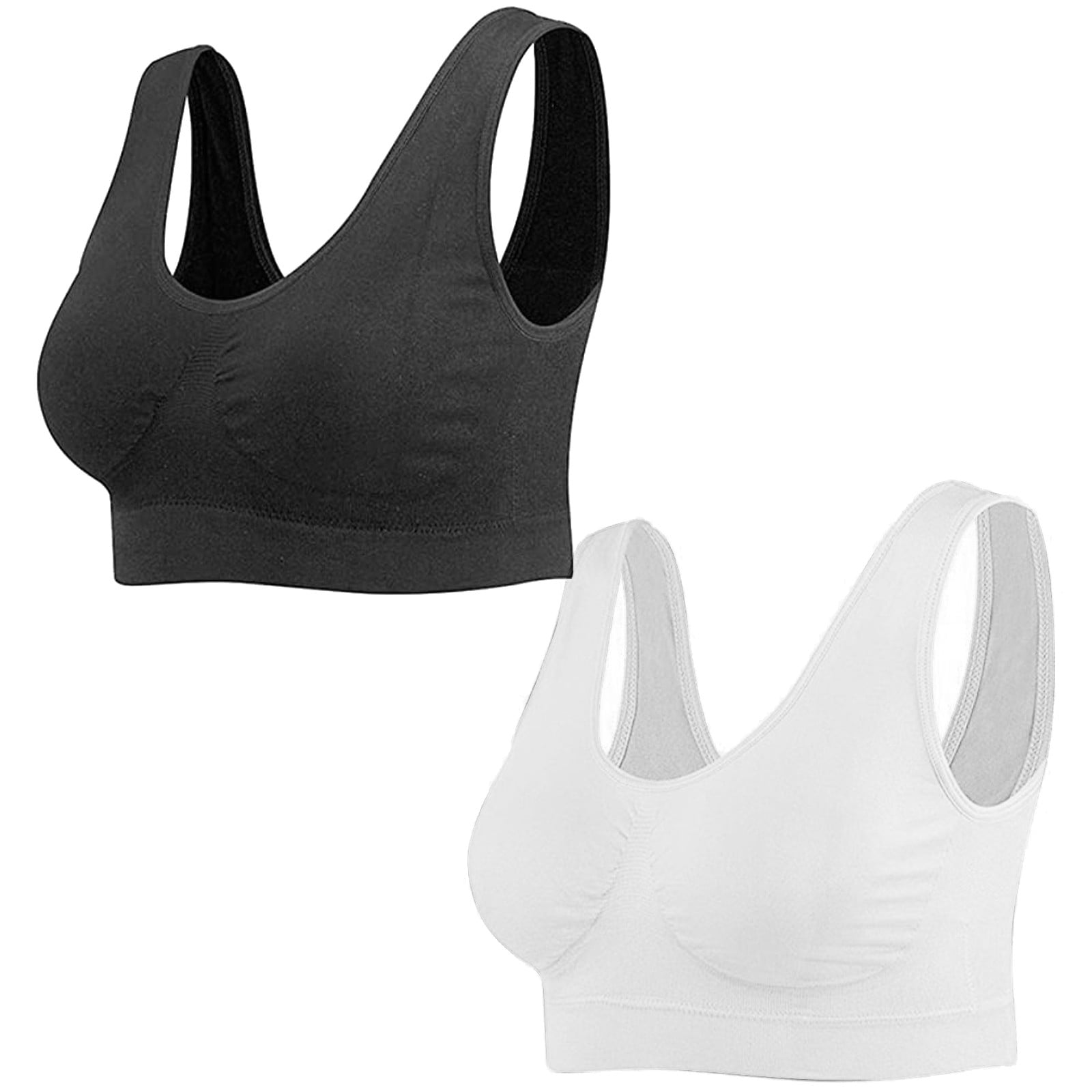 TUWABEII Plus Size Bras for Women,2-Pack Seamless Sports Bra Wirefree ...