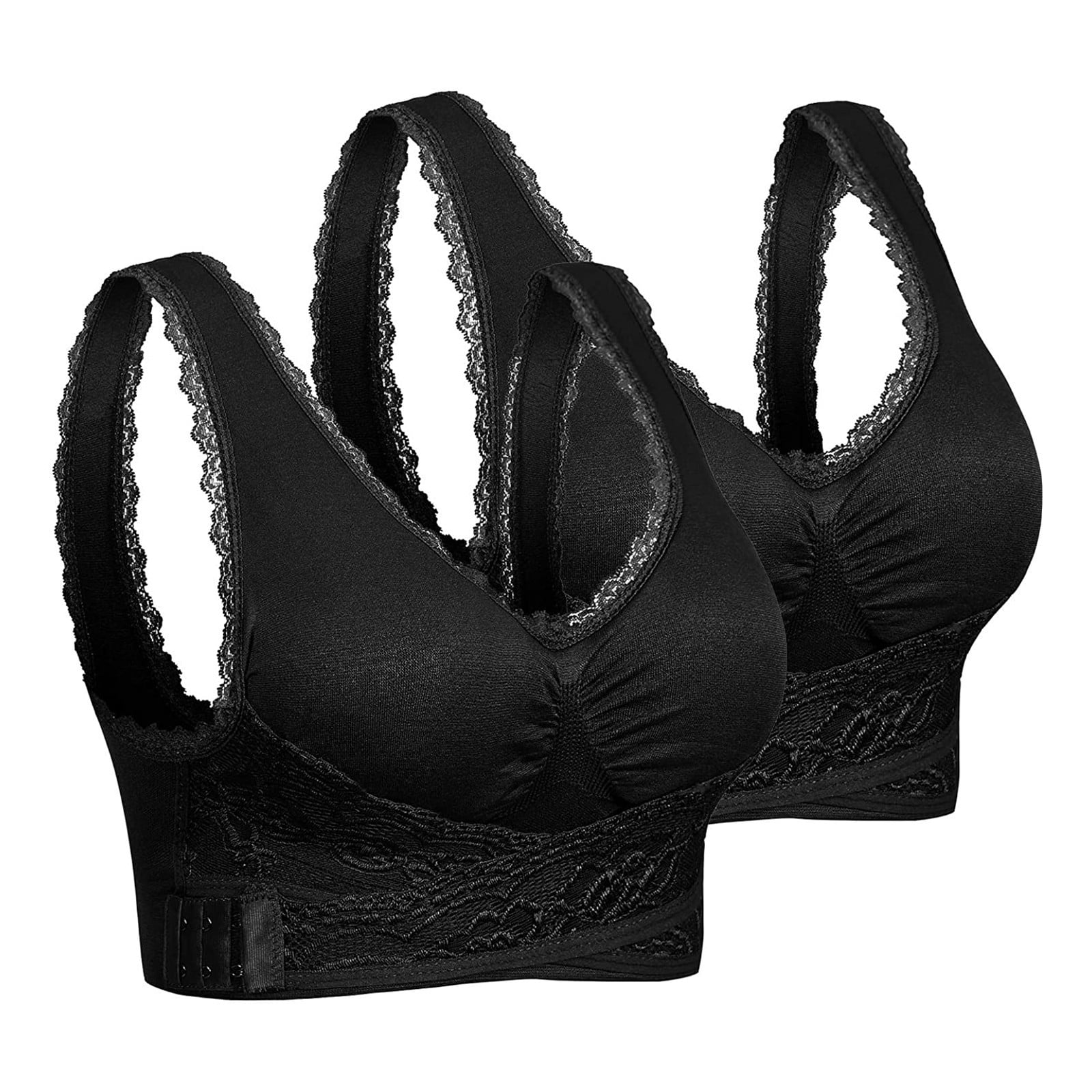 TUWABEII Plus Size Bras for Women,Ladies'plain Color Front Side Lace ...