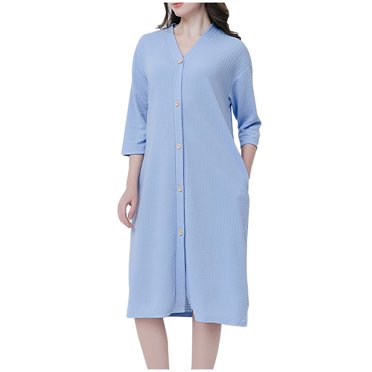 Casual Nights Women's Cotton-Poly Knit Duster Robe, Snap-Front, Short ...