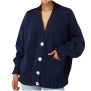 jsaierl Women's Solid Color Single-Breasted Pocket Hooded Warm Knitted ...