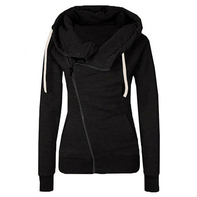 Tuwabeii Winter Hooded Tops For Womenloose Fashion Lapel Coat Zipper