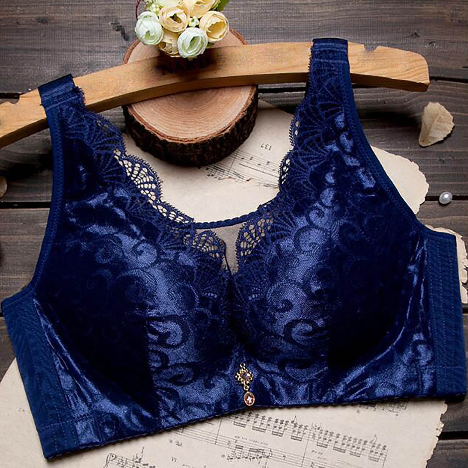 TUWABEII Women's Bralettes Soild Wire Free Underwear One-Piece ...