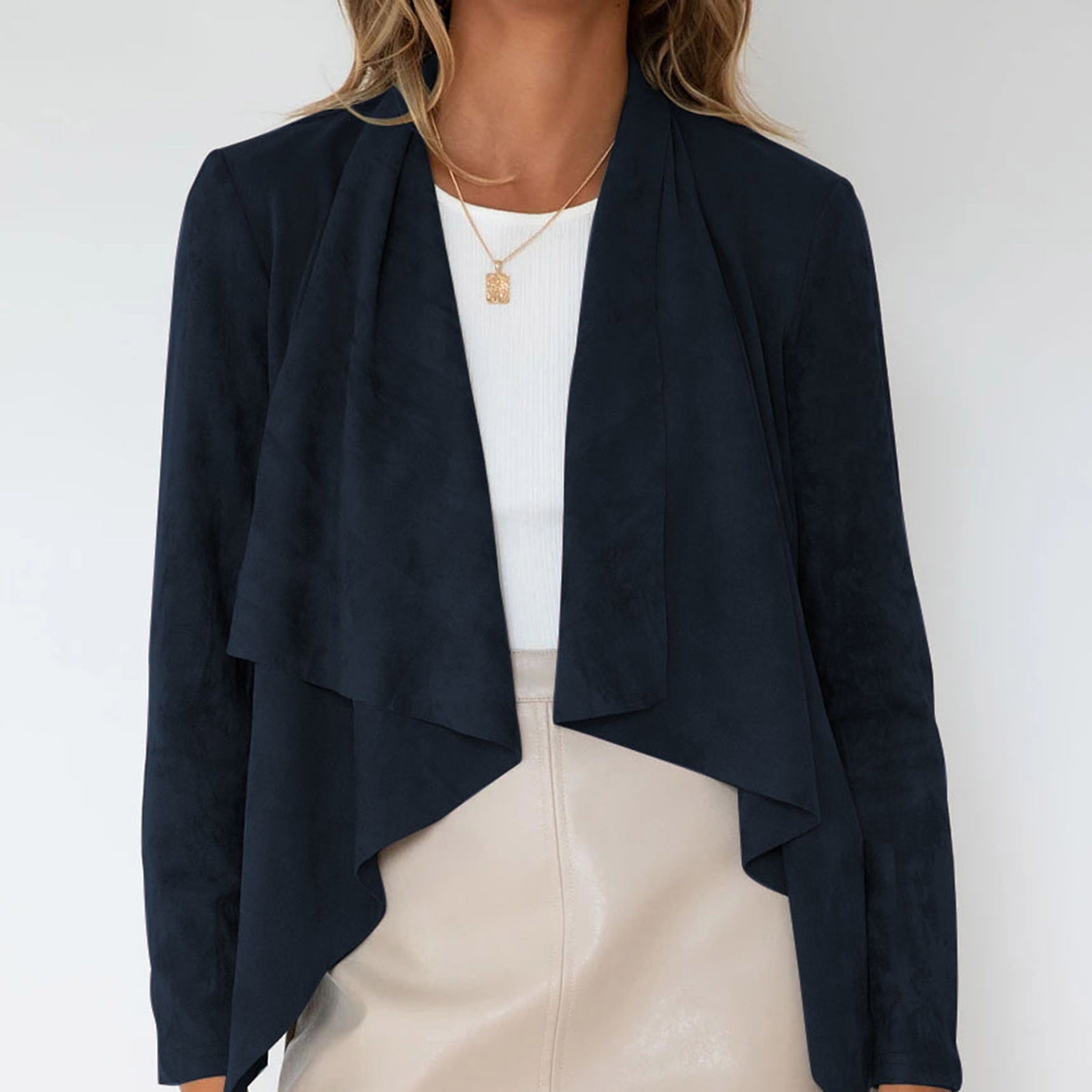 TUWABELL Faux Suede Jacket for Women,Woman's Lapel Solid Color Deerskin ...