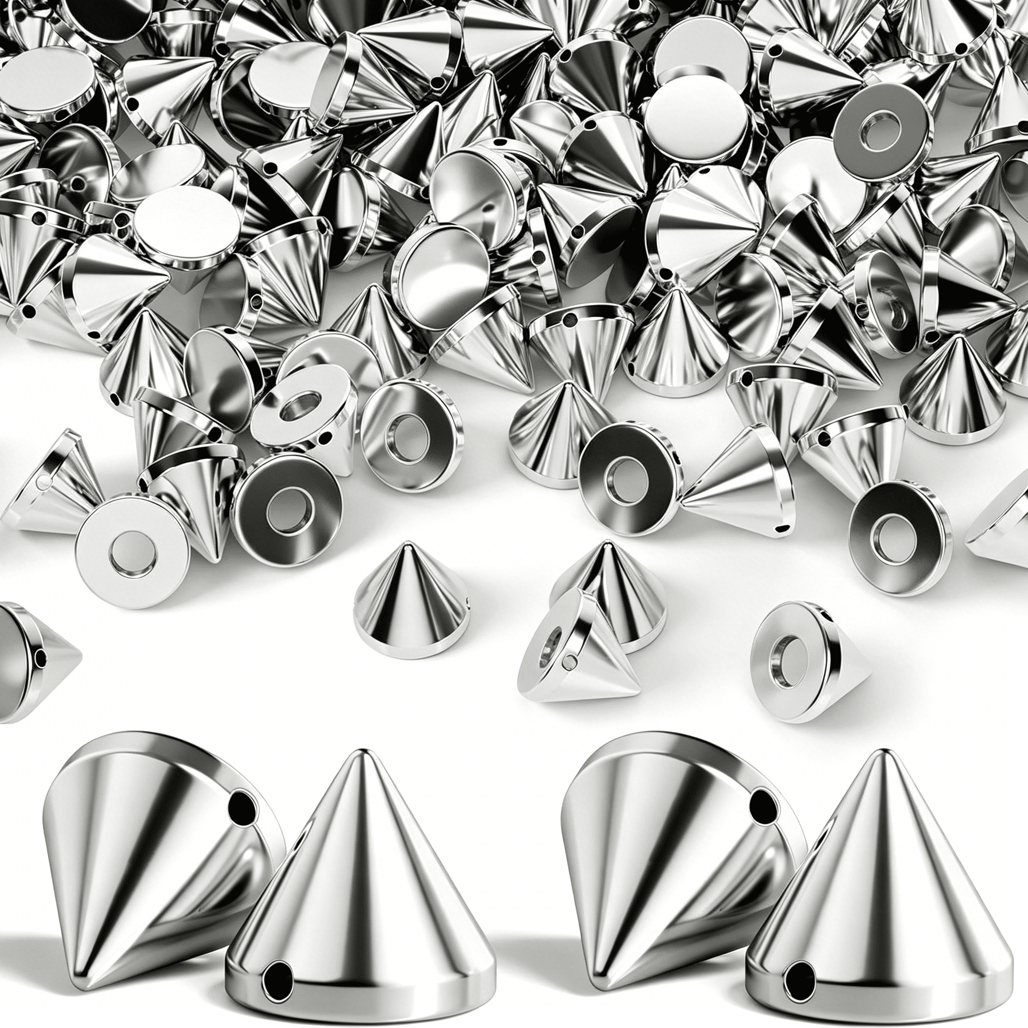TUWAFE 100 PCS 10 mm ABS Bullet Spike Cone Studs, Rivets Cone Spike ...