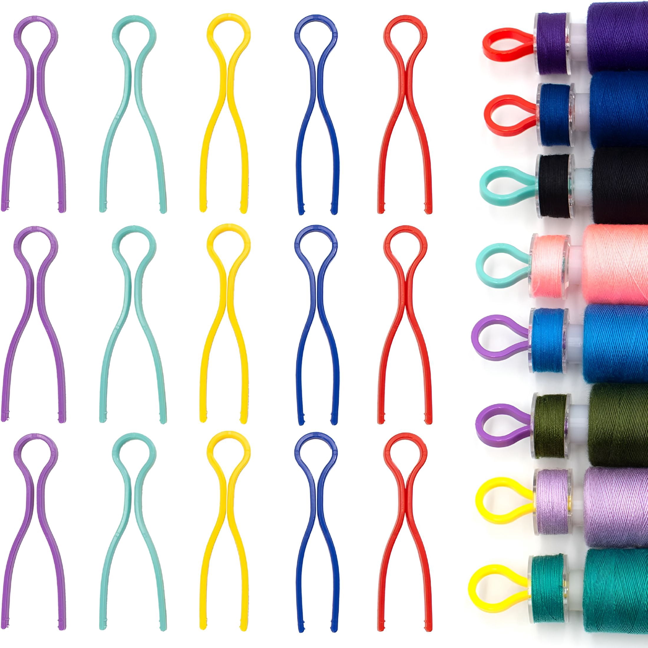 TUWAFE 100Pcs 5 Colors Sewing Bobbin Holder Clips Plastic Thread Bobbin ...