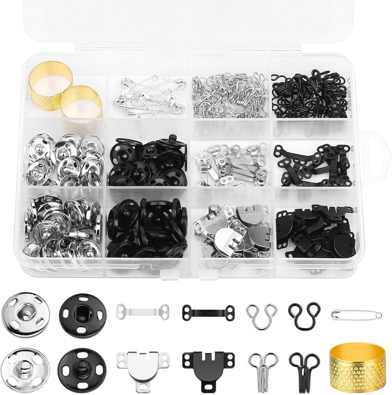 TUWAFE 112 Pairs Sewing Hooks and Eyes Closure Set 3 Styles Sewing ...