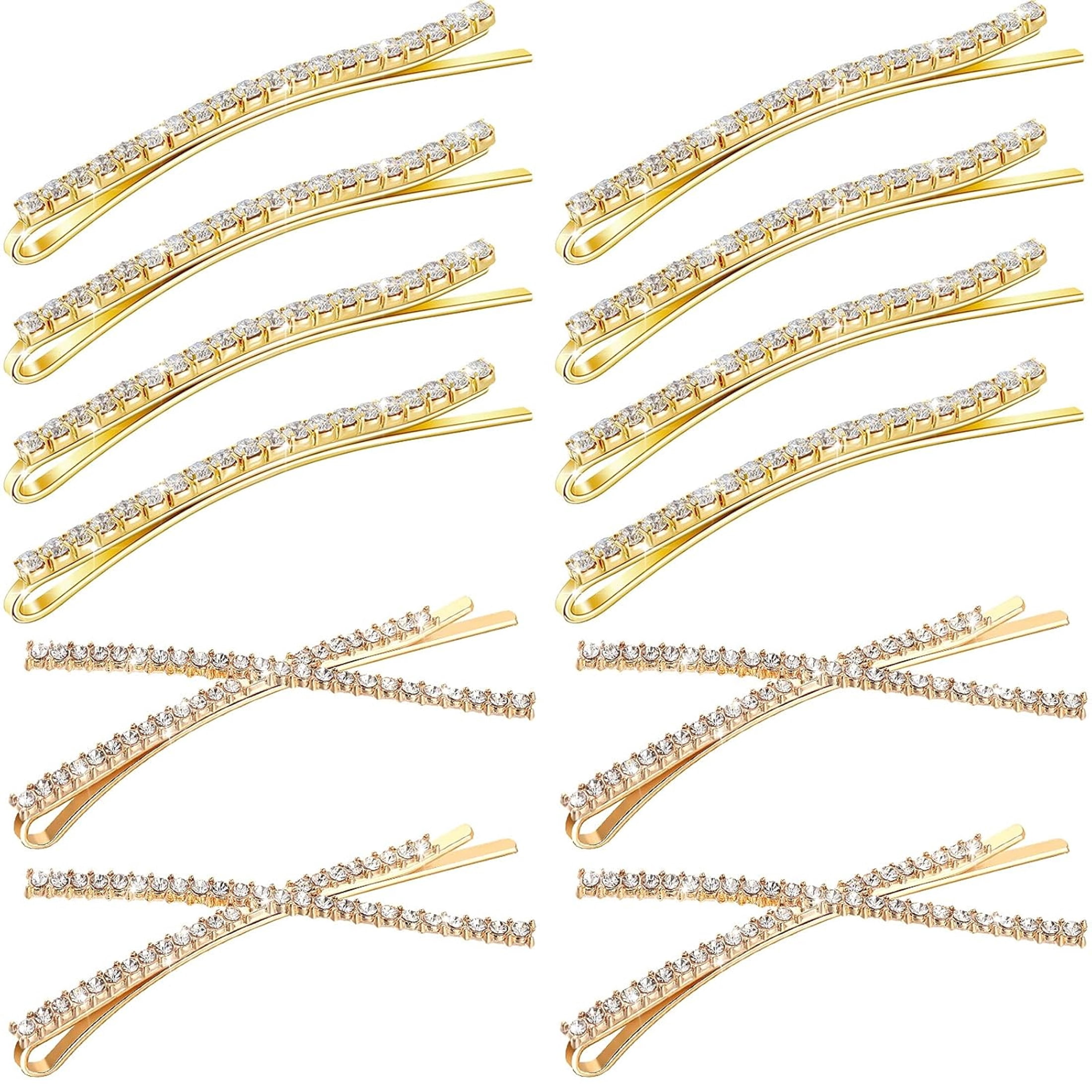 TUWAFE 12 Pieces Rhinestone Bobby Pins Decorative Crystal Hair Clips ...