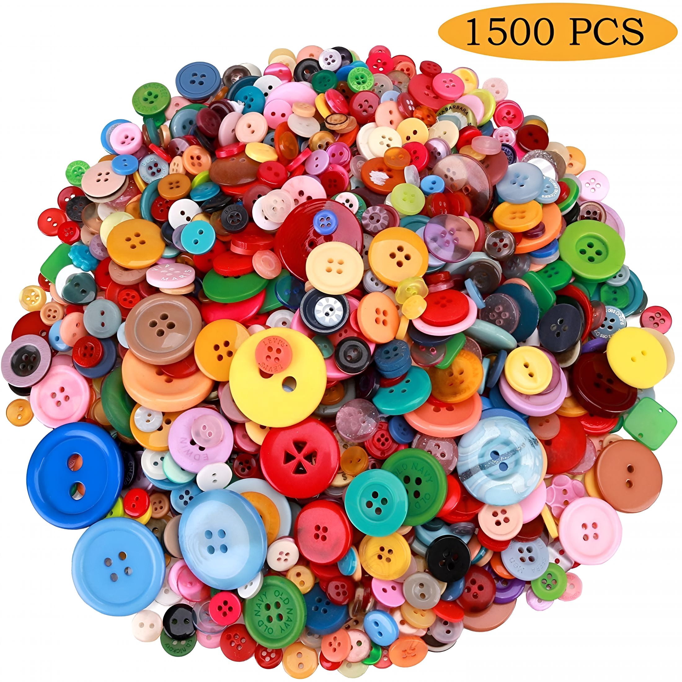 TUWAFE 1200Pcs Assorted Sizes Resin Buttons,Round Craft Buttons for ...