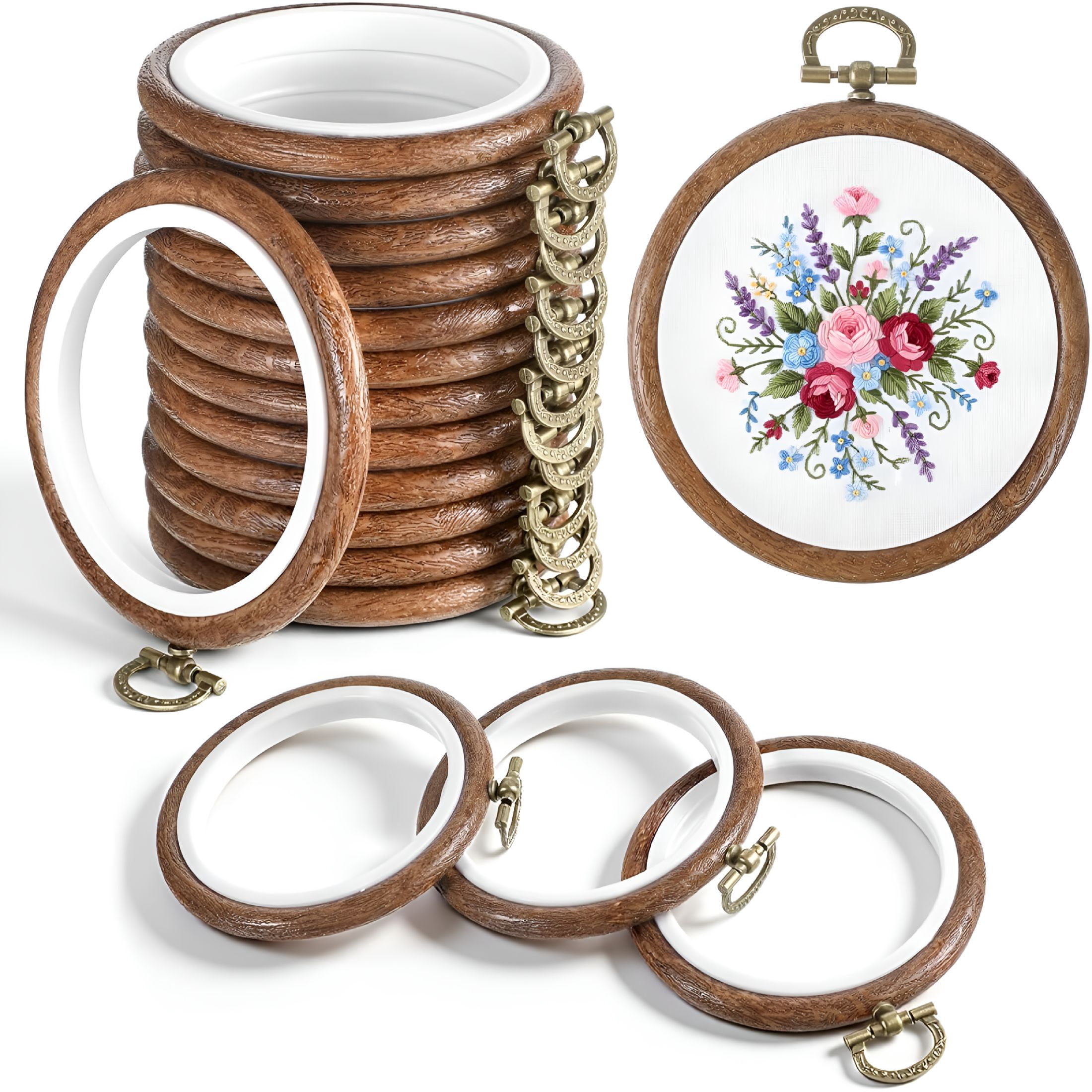 TUWAFE 15 PCS Round Embroidery Hoops,3 Inch Small Embroidery Hoop ...