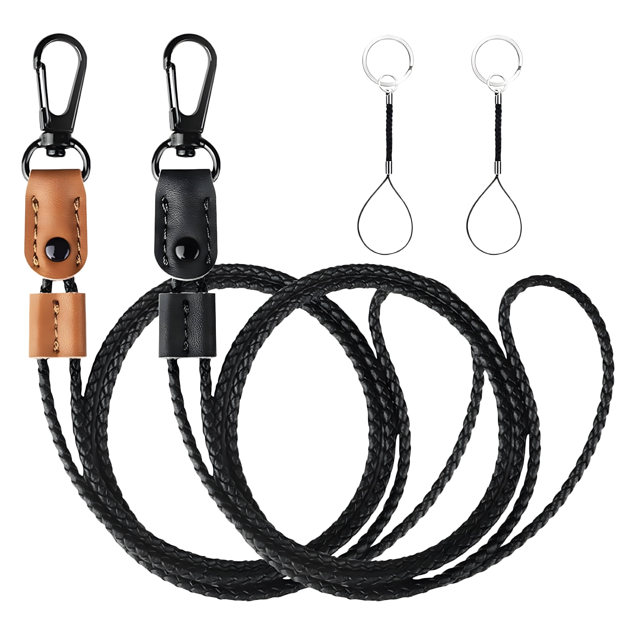 TUWAFE 2 Pcs Braided Leather Badge Lanyards for ID Badges Holders Keys ...