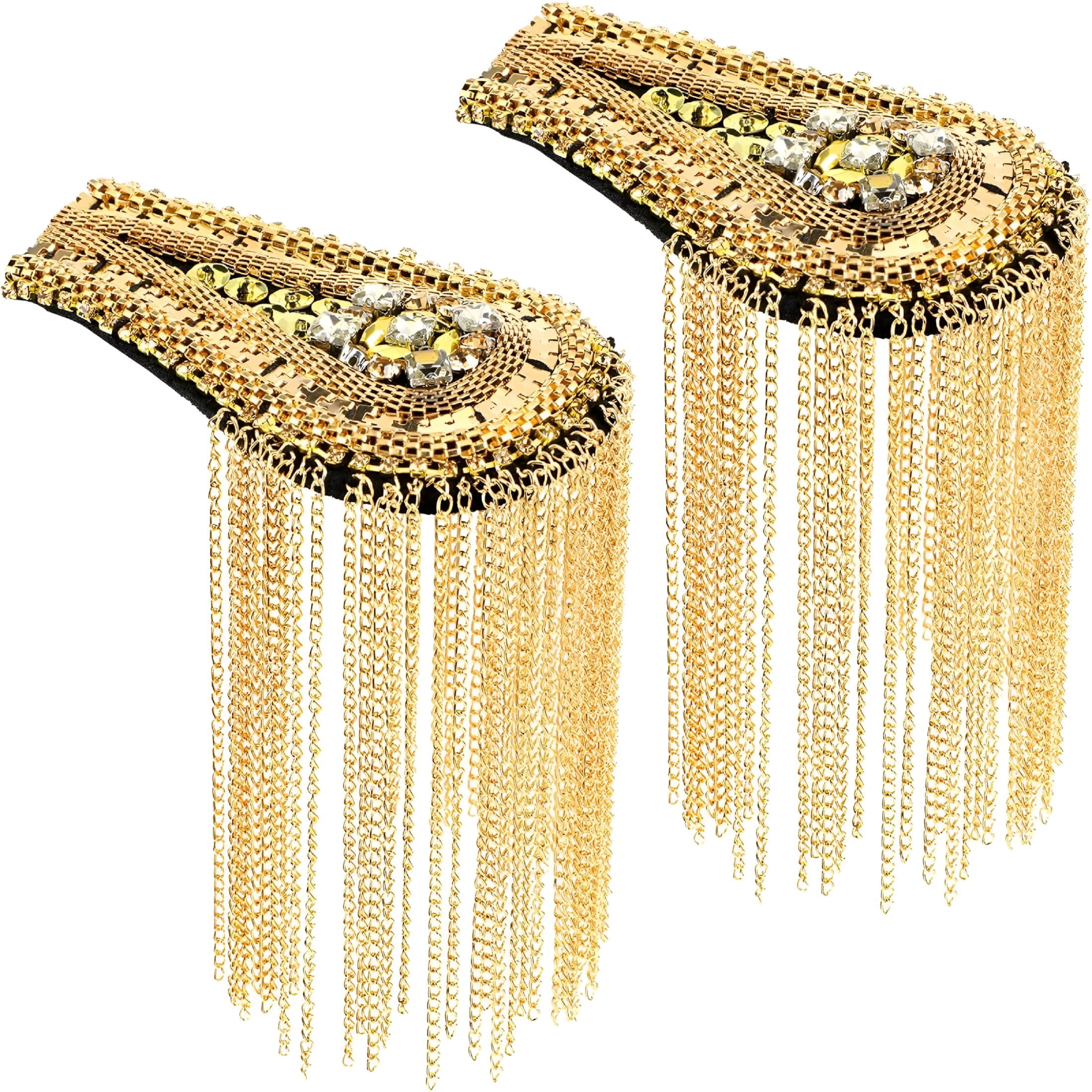 TUWAFE 2 Pcs Shoulder Epaulets,Gold Tassel Shoulder Epaulette Tassel ...