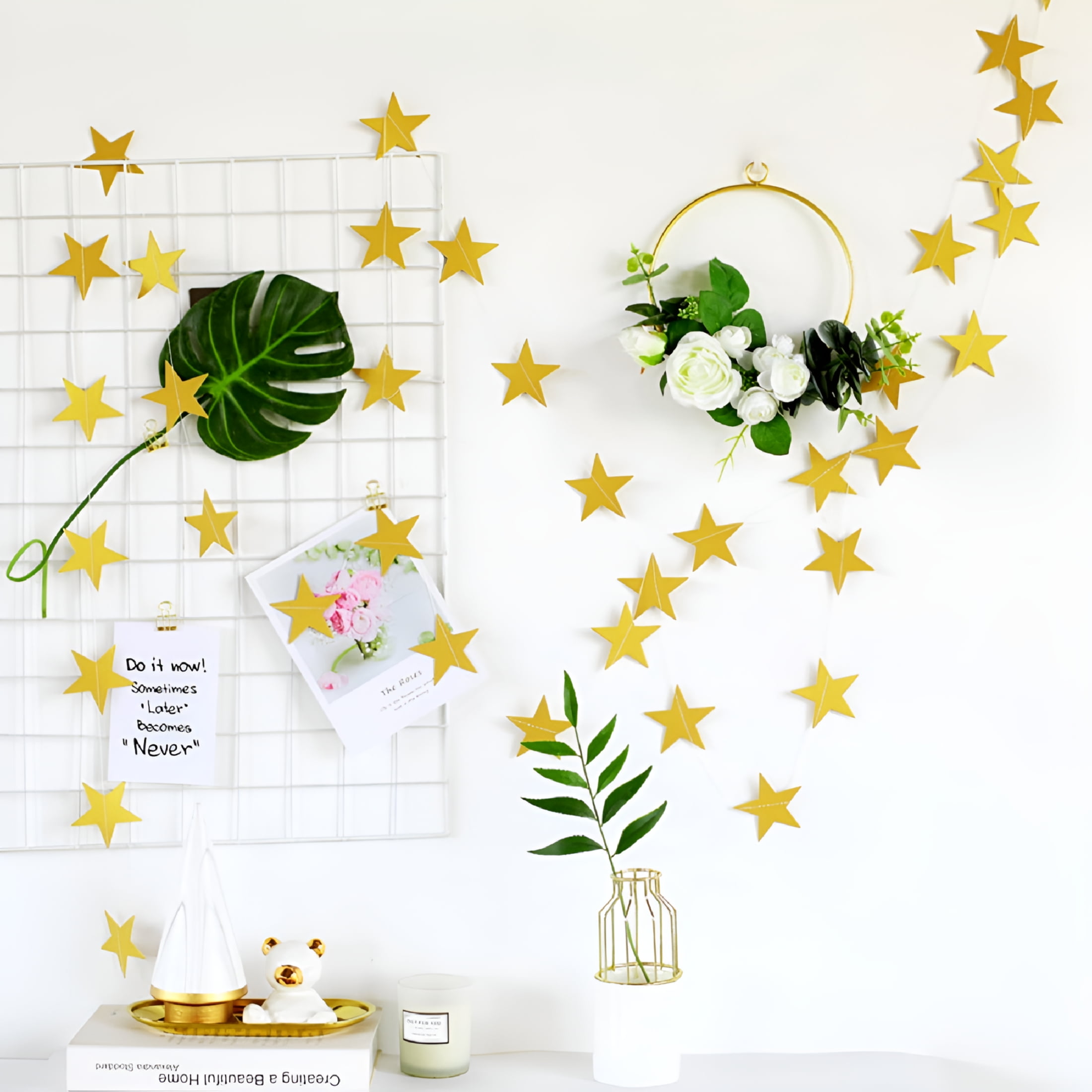 TUWAFE 2026 New 2M Star Garland Bunting Christmas Hanging Paper ...