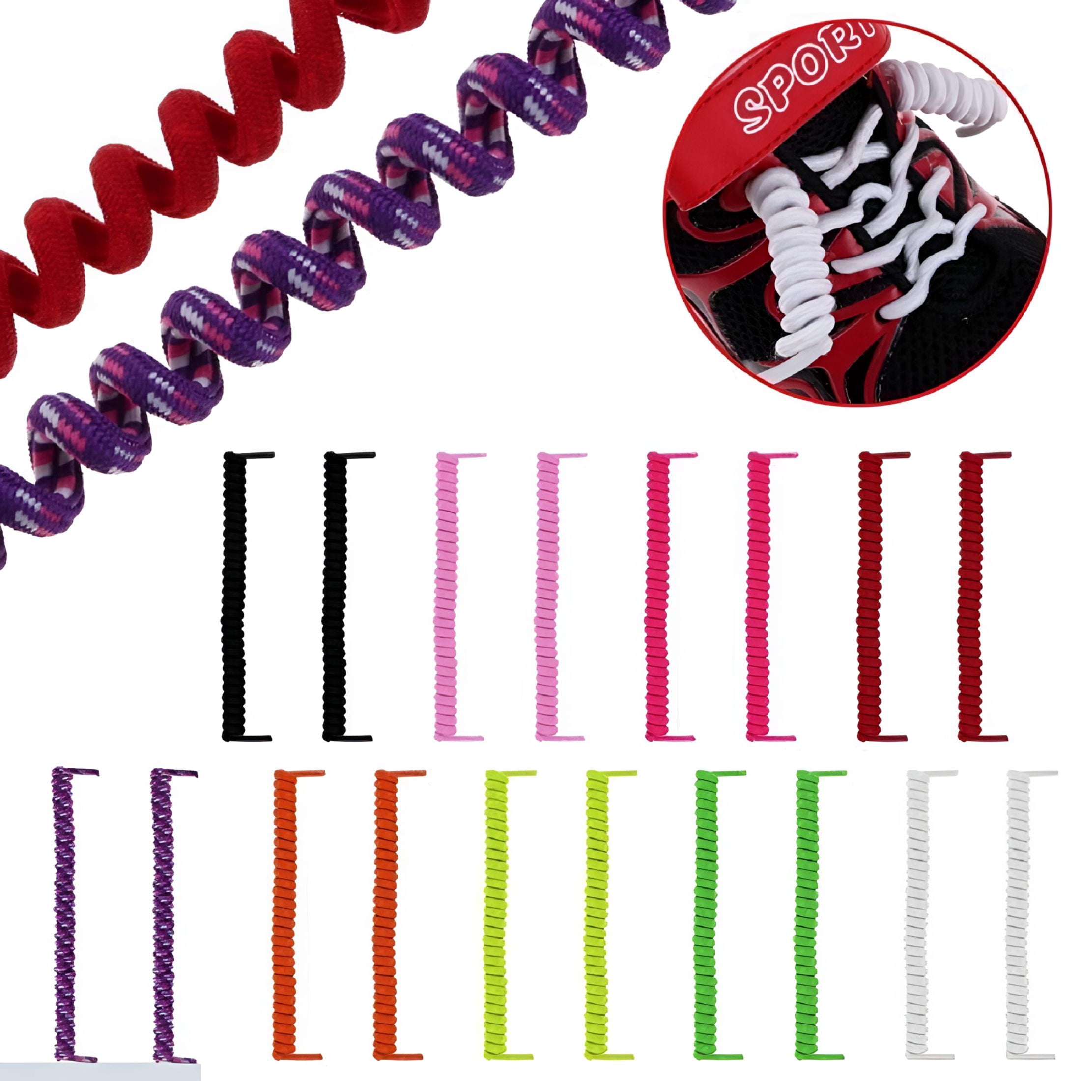 TUWAFE 2026 New Elastic No Tie Curly Shoe Laces Coiler Elastic Twisty ...