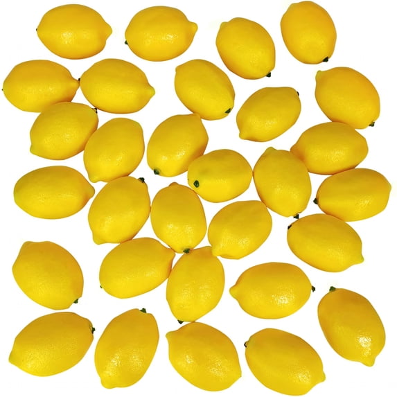 TUWAFE 30 Pack Faux Yellow Lemons Artificial Fruits Fake Lemons ...