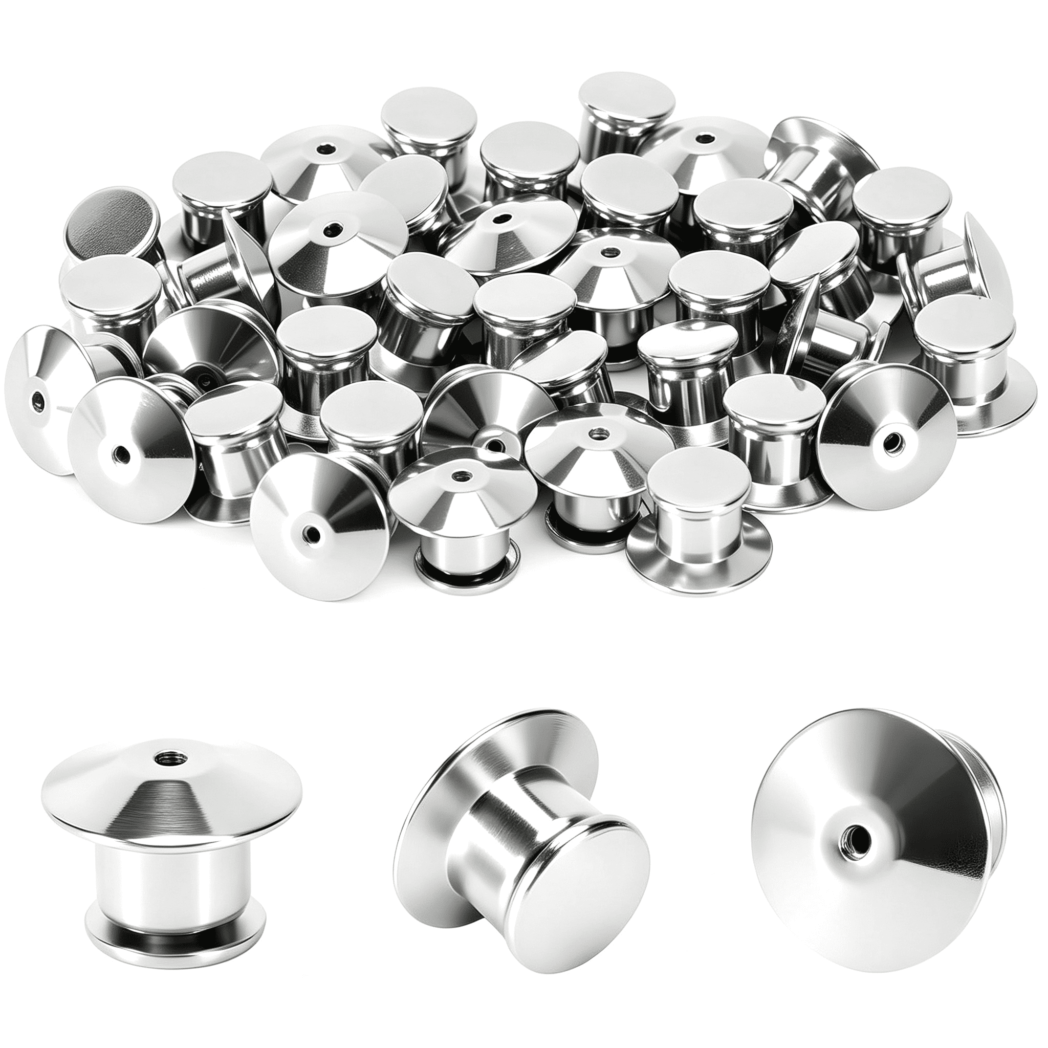 TUWAFE 40Pcs Locking Pin Backs, Metal Pin Keepers Clasp for Enamel Pins ...