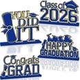 TUWAFE 4Pcs Blue and Gold Graduation Decorations Class of 2026 Congrats ...
