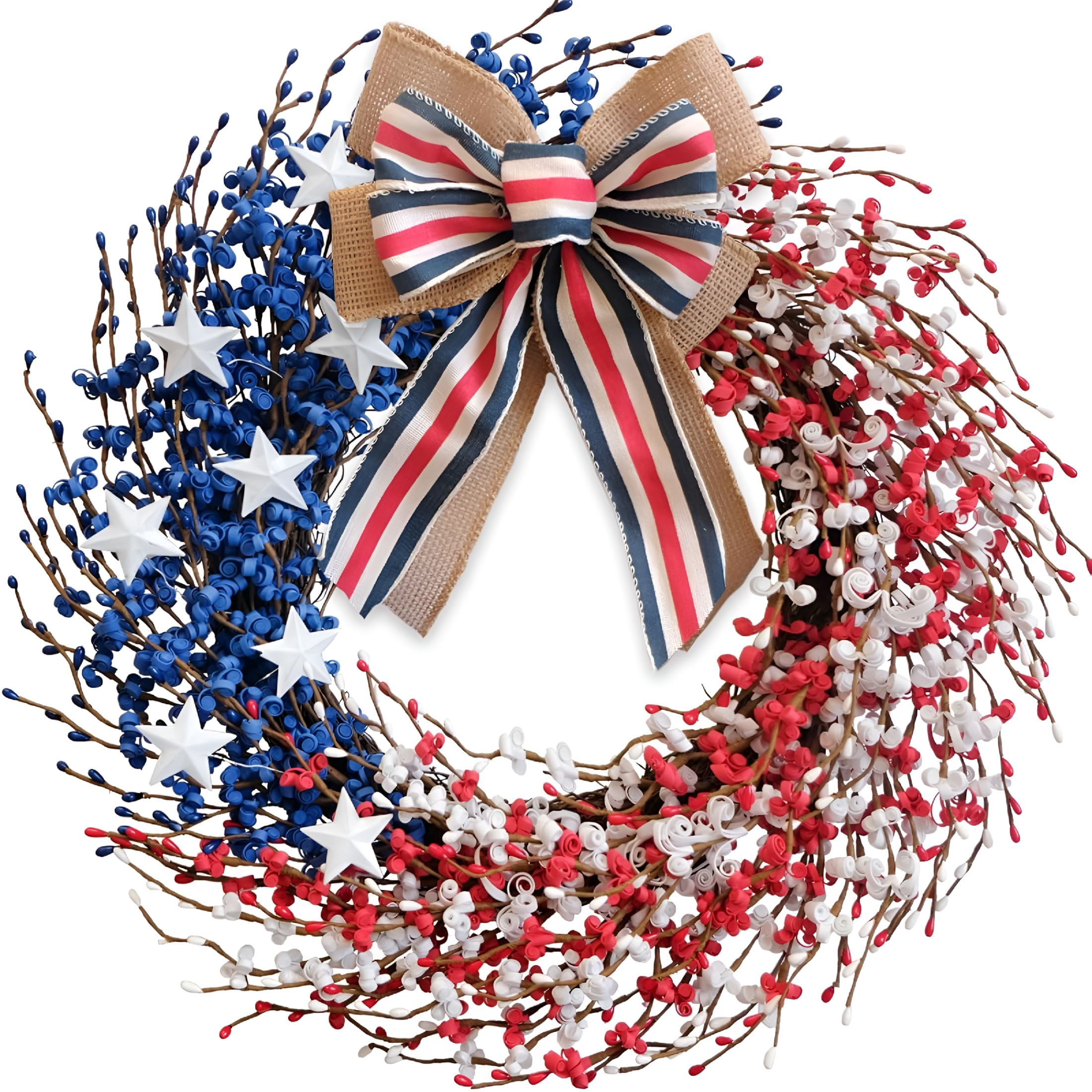 TUWAFE 4Th of July Wreath 22 Inch,Patriotic Wreath for Front Door,Red ...