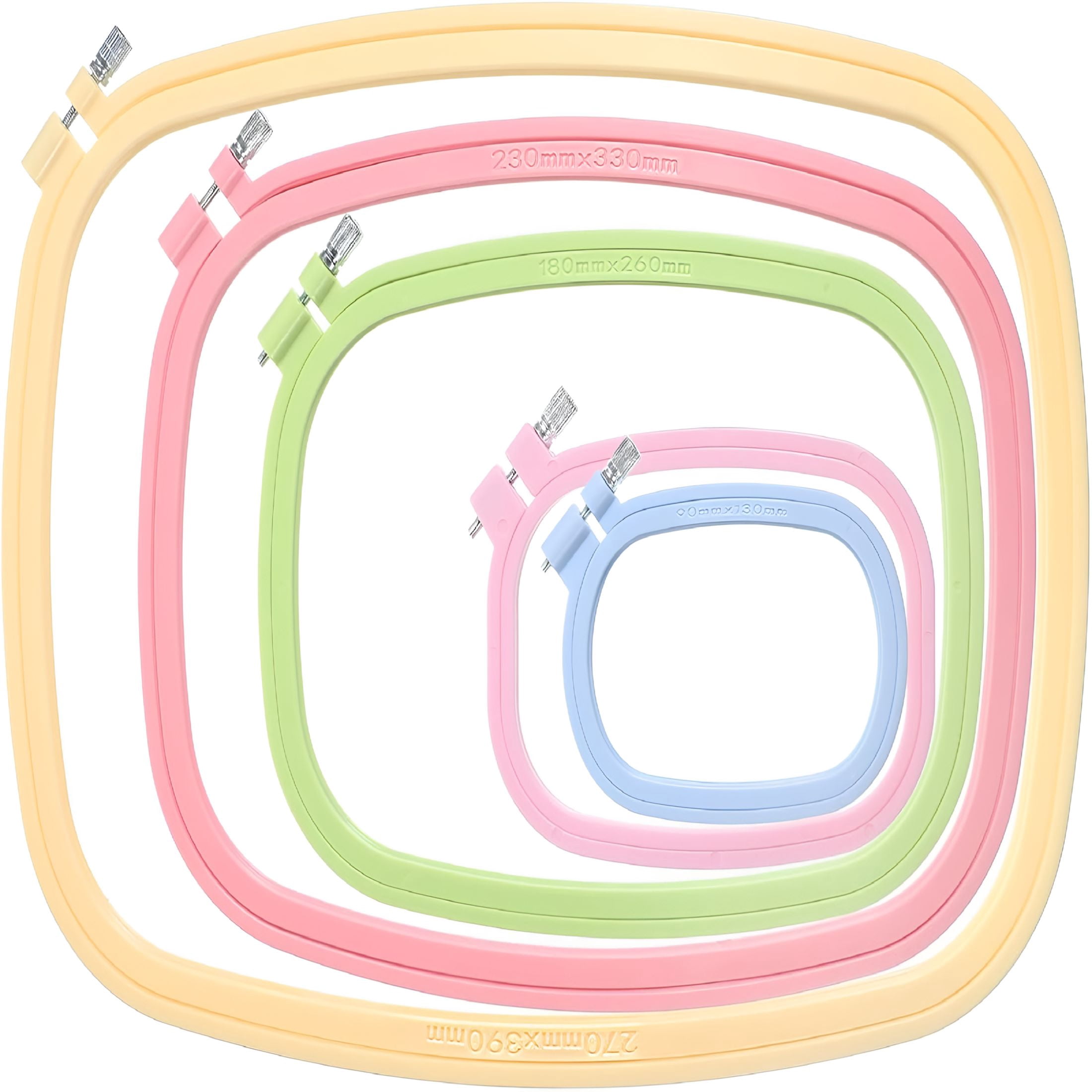 TUWAFE 5 Pack 5 Size Rectangle Embroidery Hoop,ABS Plastic Embroidery ...