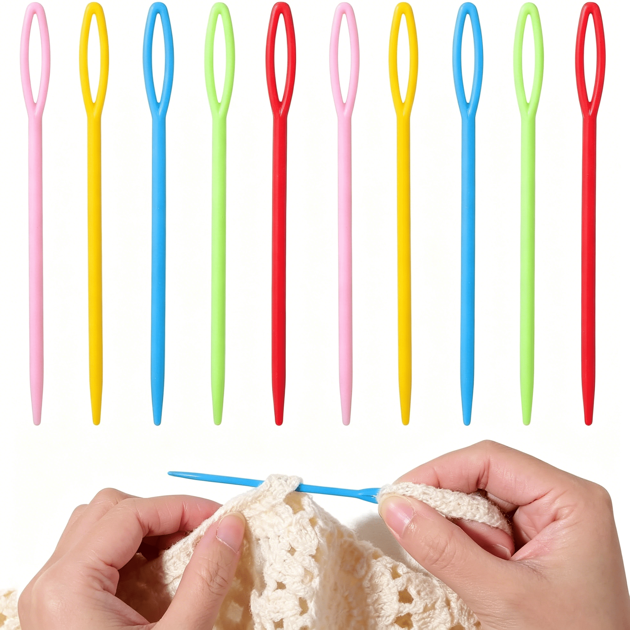 TUWAFE 50 Pcs Yarn Needles - Assorted Colors 9Cm (3.54 Inch) Large Eye ...