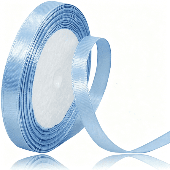 TUWAFE Light Blue Satin Ribbon 3/8 Inches X 25 Yards,Solid Color Fabric ...