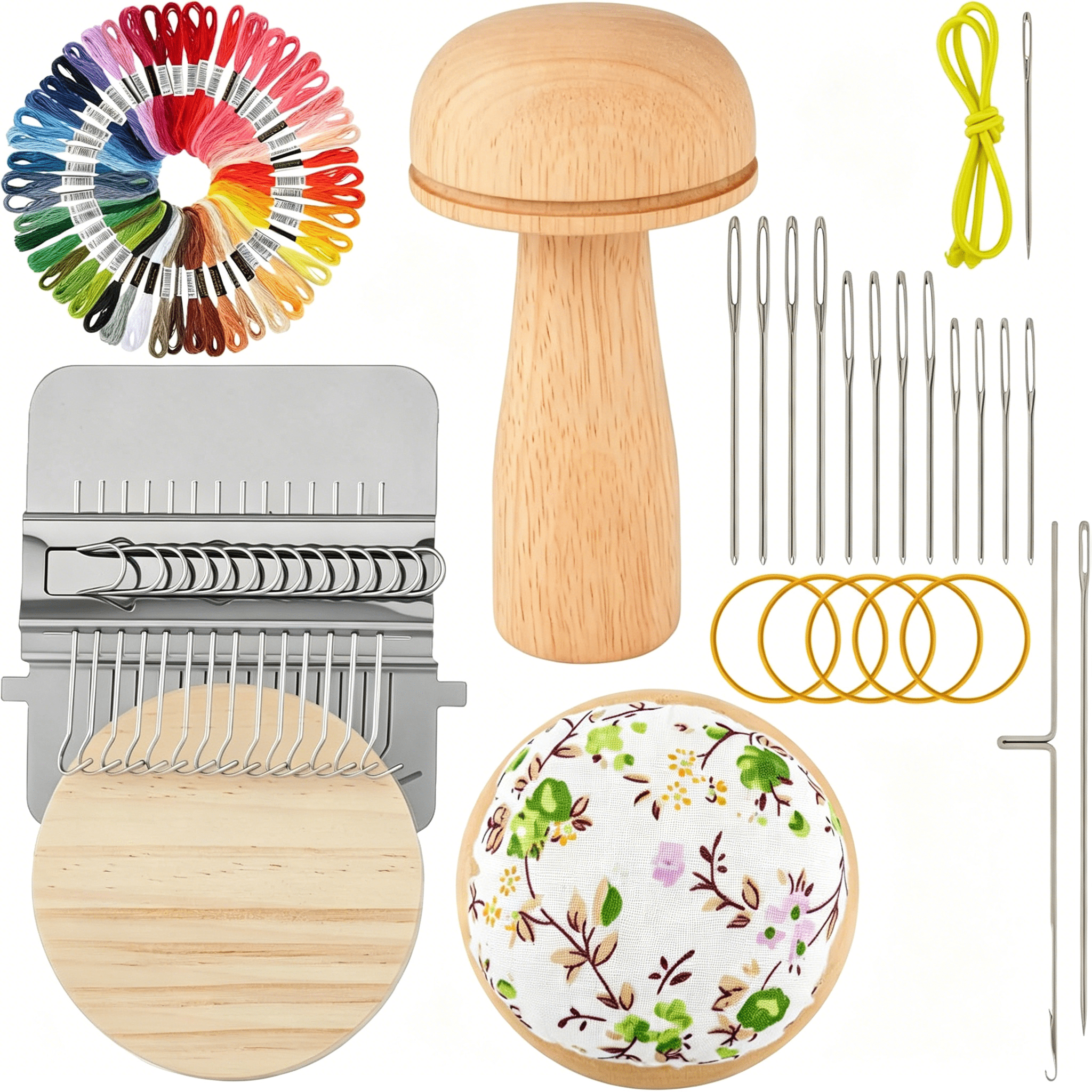 TUWAFE Mini Darning Loom Kit, Mushroom Knit Patch Kit, Mending Tool ...
