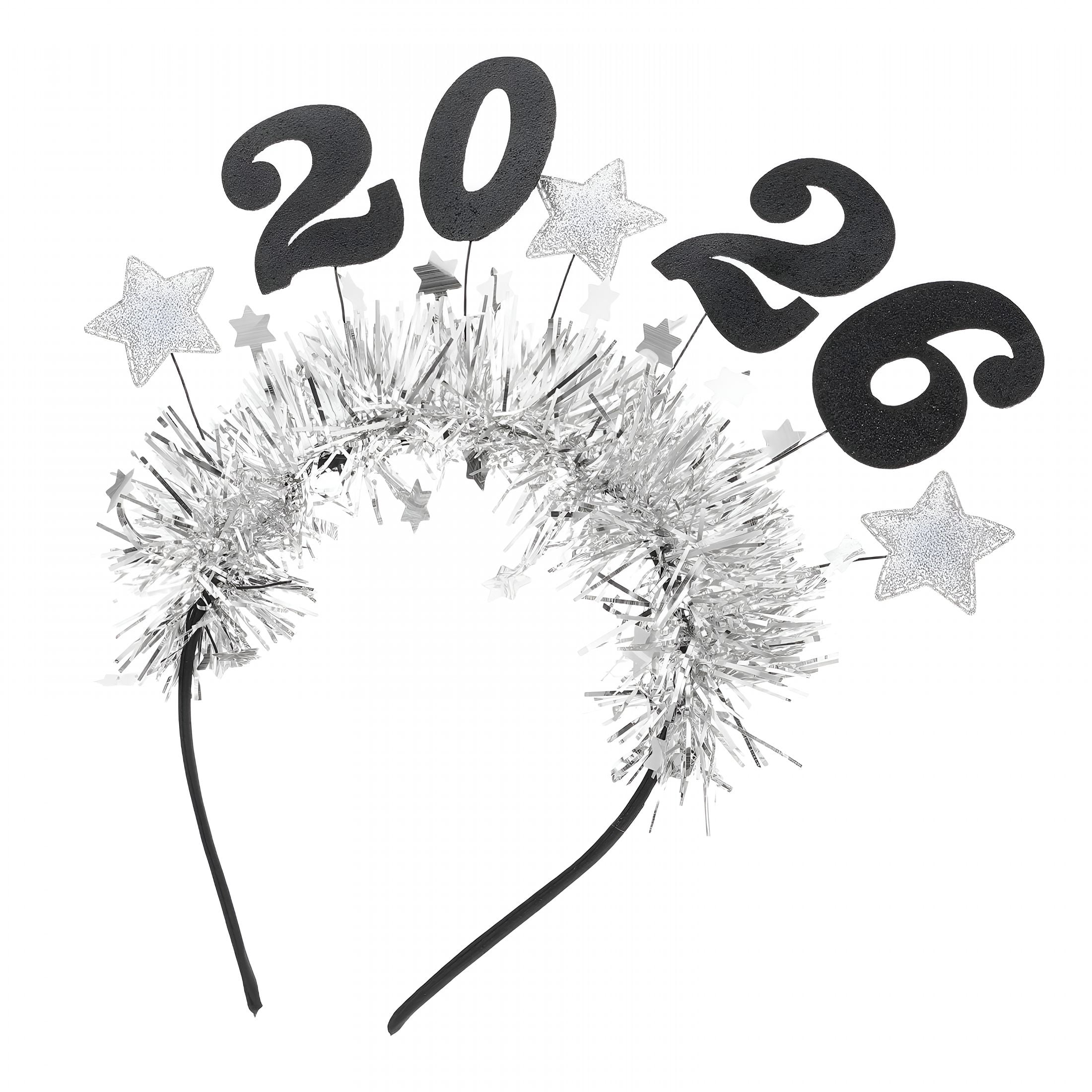 TUWAFE New Years Eve Headband Silver Star Festive Celebration Accessory ...