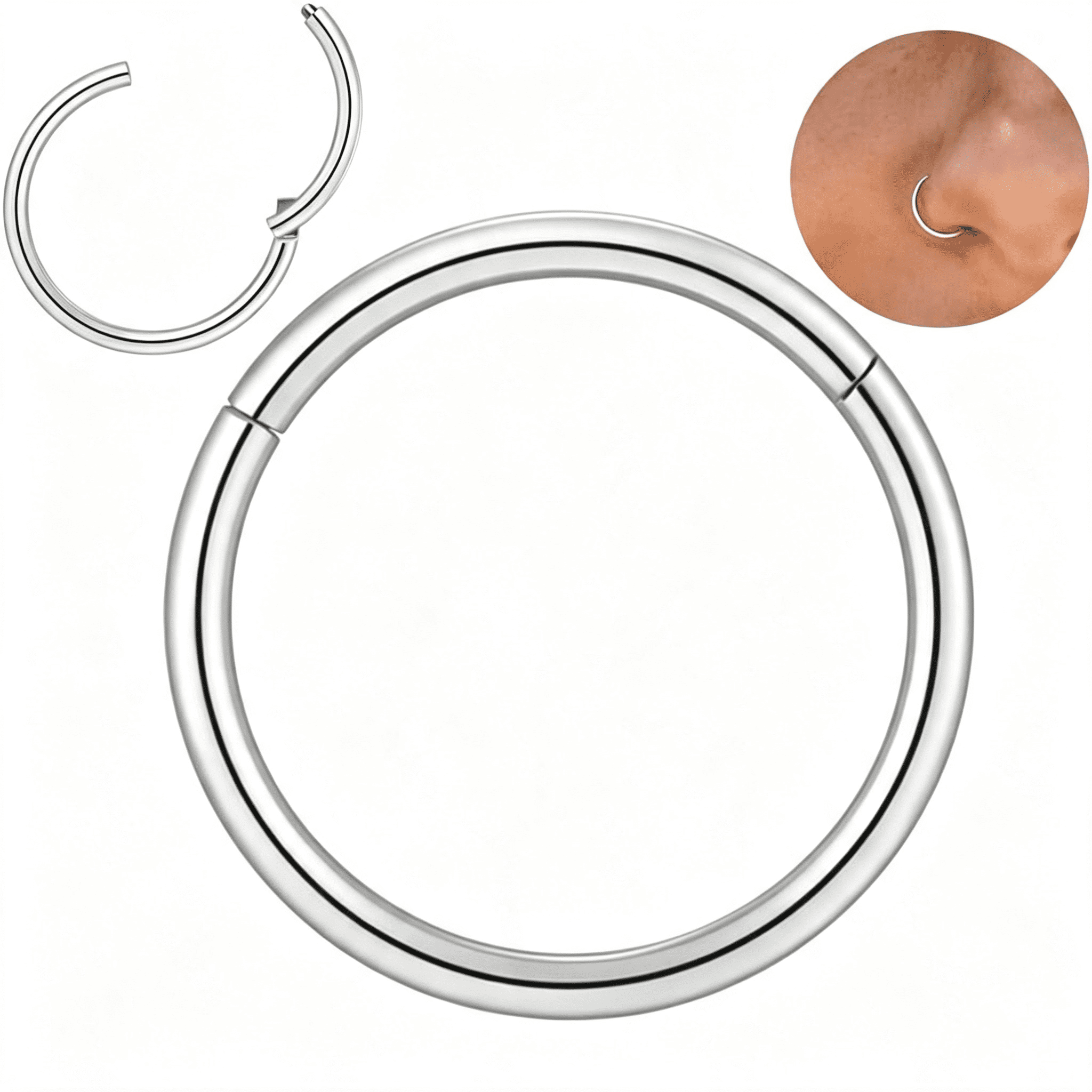 TUWAFE Nose Rings Hoops Septum,Surgical Steel Seamless Clicker for ...
