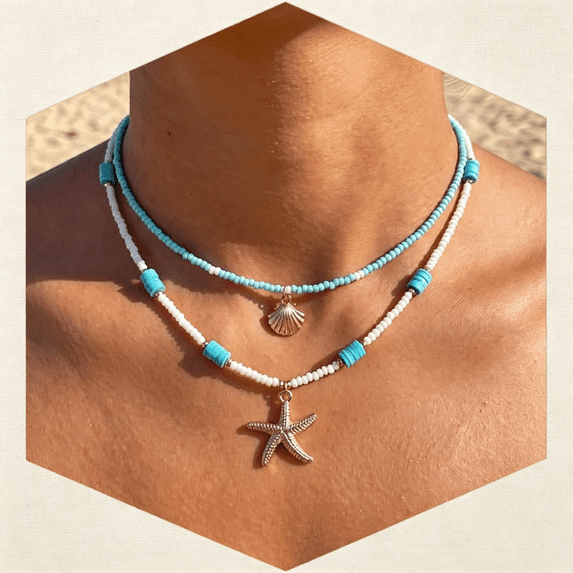 TUWAFE Shell Starfish Necklace for Women,Boho Beach Vacation Jewelry ...