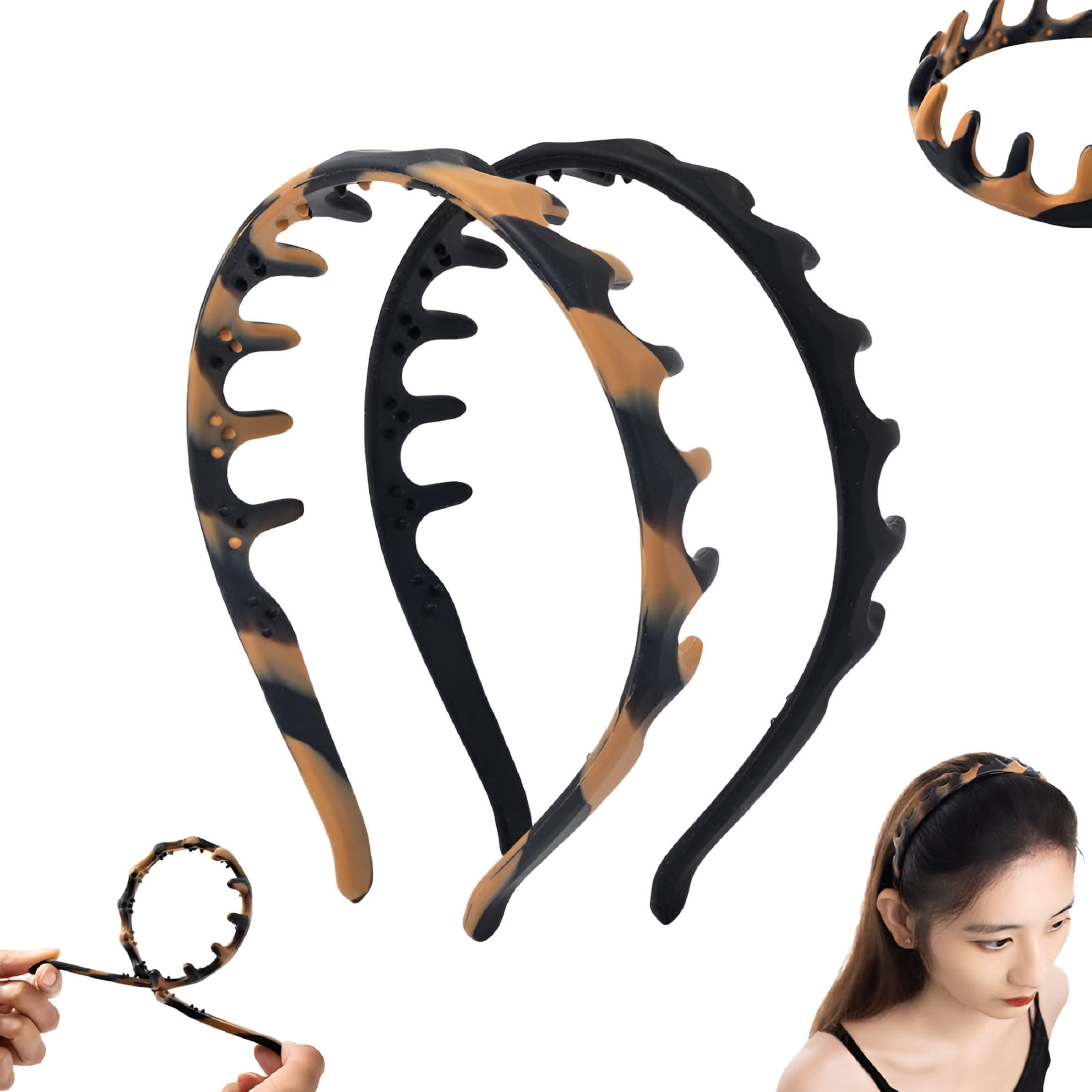 TUWAFE Silicone U Shape Fashion Tooth Hair Comb Headband, New Zig Zag ...