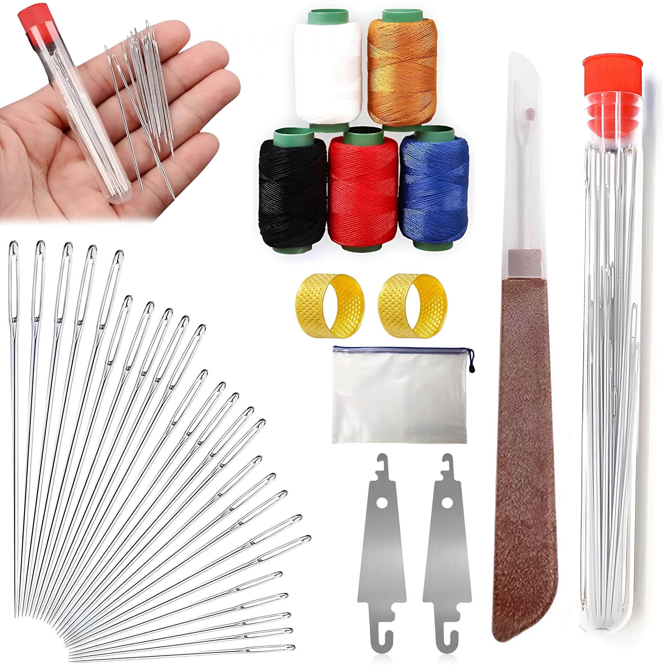 TUWAFE Stainless Steel Sewing Needles, 36PCS Big Eye Steel Sewing ...