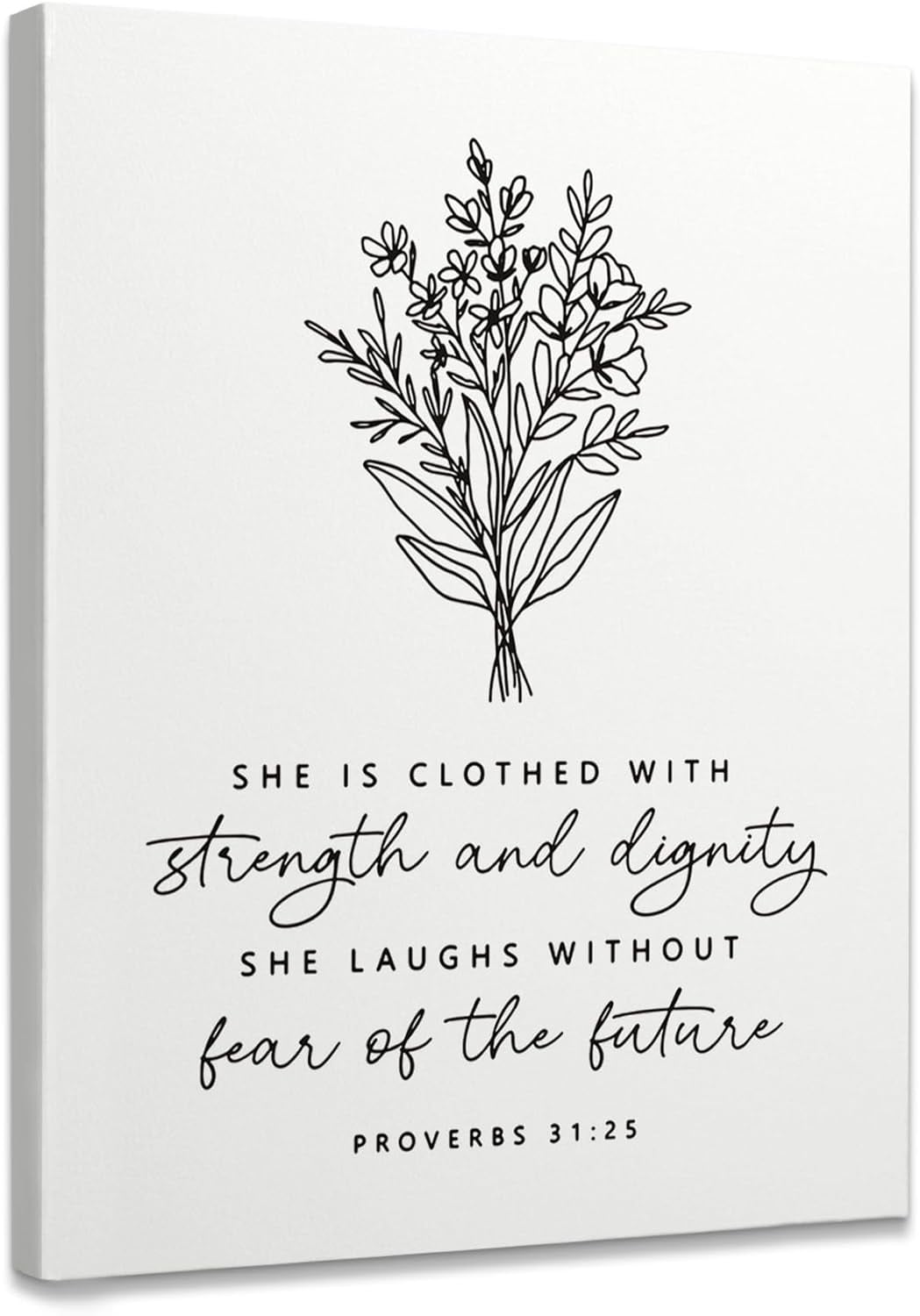 TUWN Proverbs 31 25 She Is Clothed with Strength Framed Canvas Wall Art ...