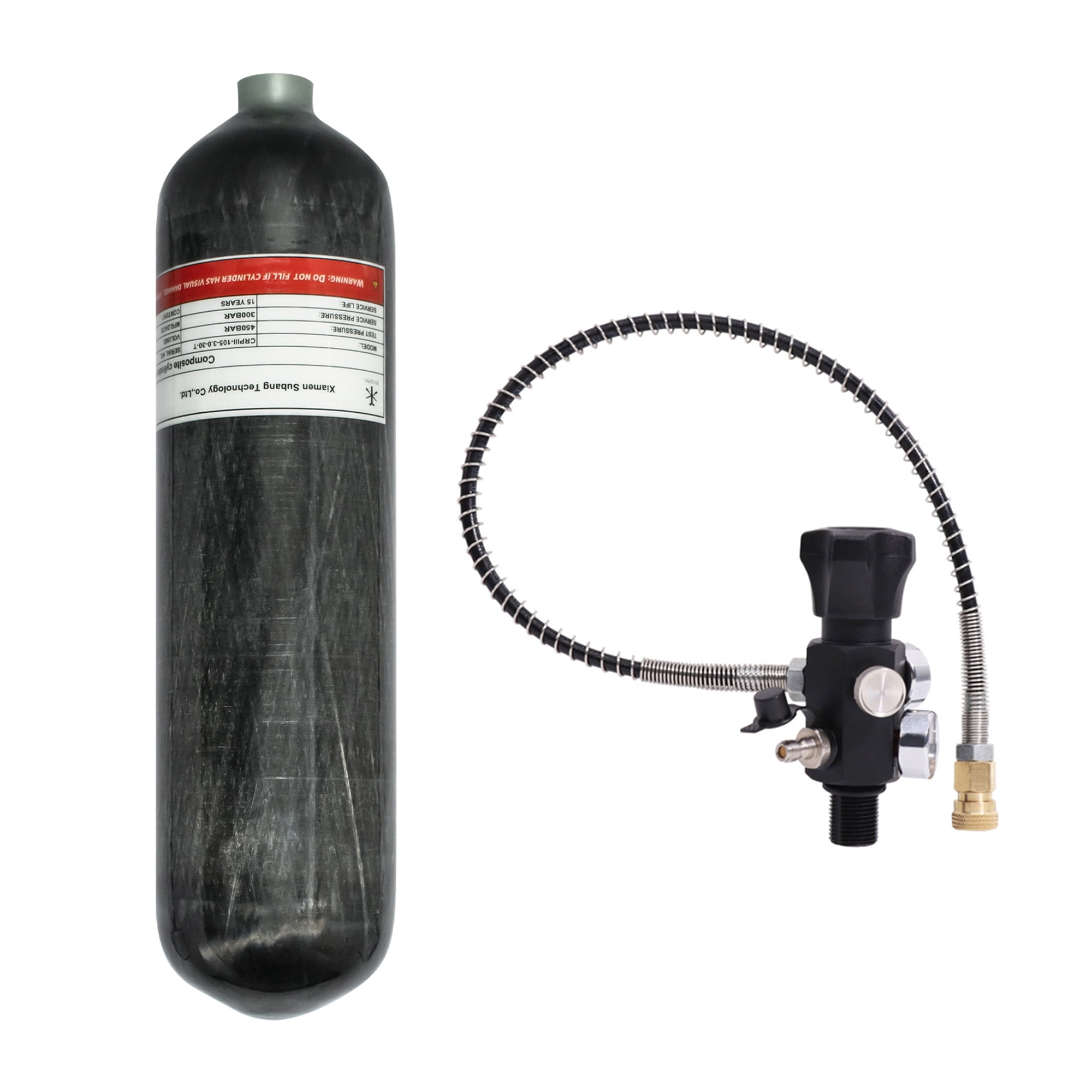 TUXING 183ci/3L CE Carbon Fiber Paintball Tank with Dual Gauge Valve ...