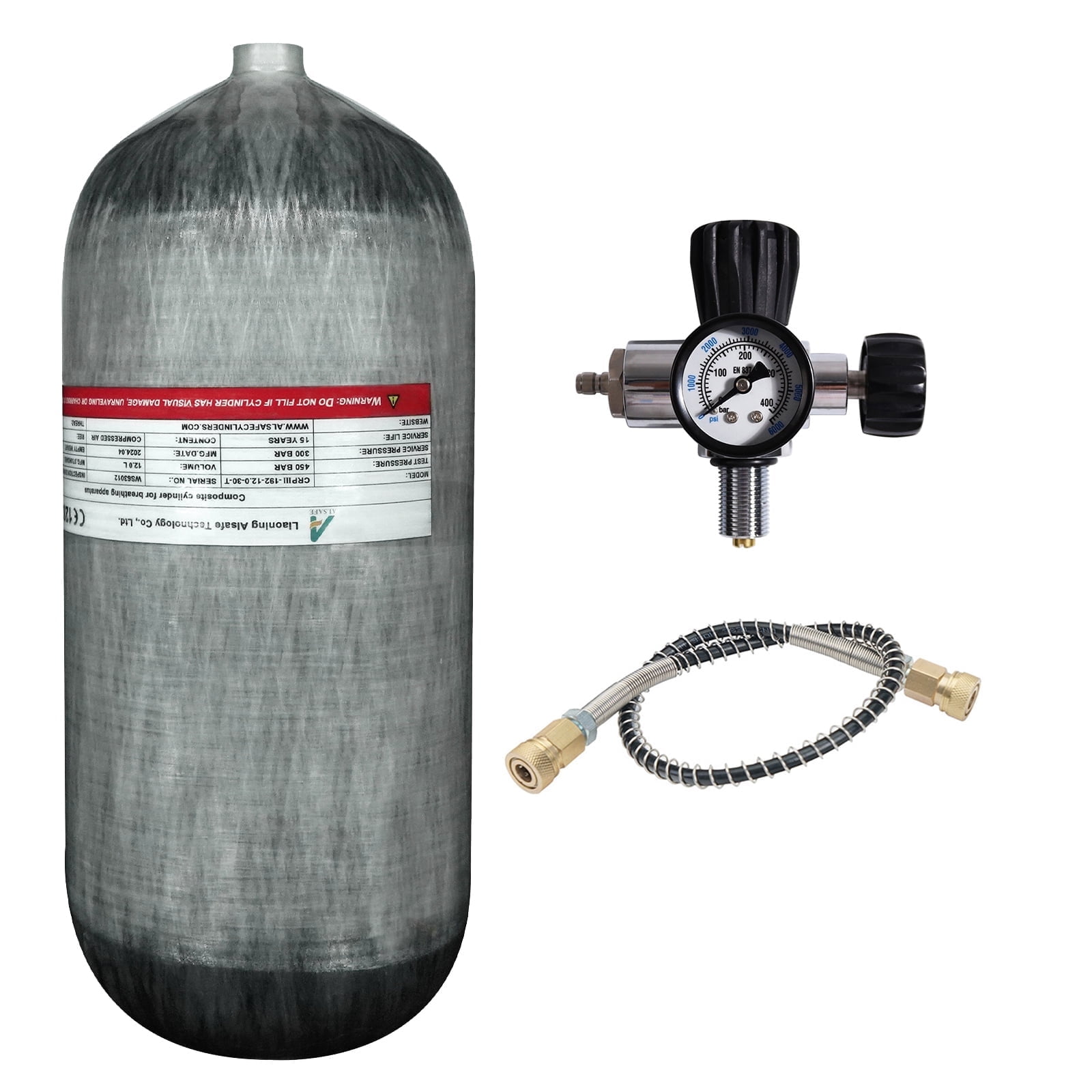 TUXING 4500Psi 12L Carbon Fiber Air Tank with Pcp Filling Regulator ...