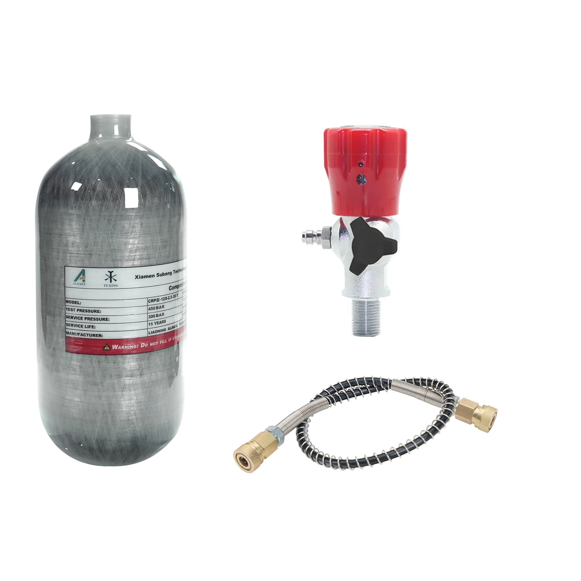 TUXING 4500Psi 2.5L Carbon Fiber Air Tank with Pcp Filling Regulator ...