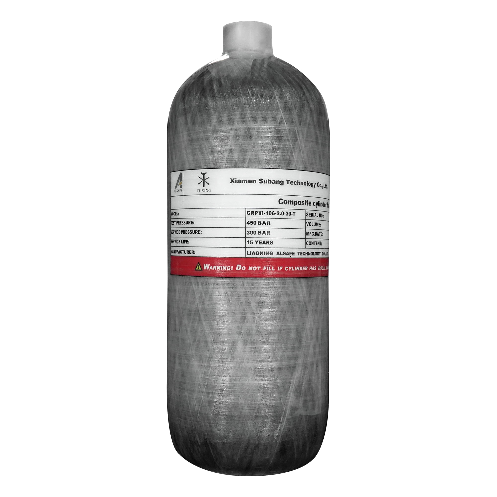 TUXING 4500Psi Carbon Fiber Scuba Tank 2L 122Cu in 2000CC High Pressure ...
