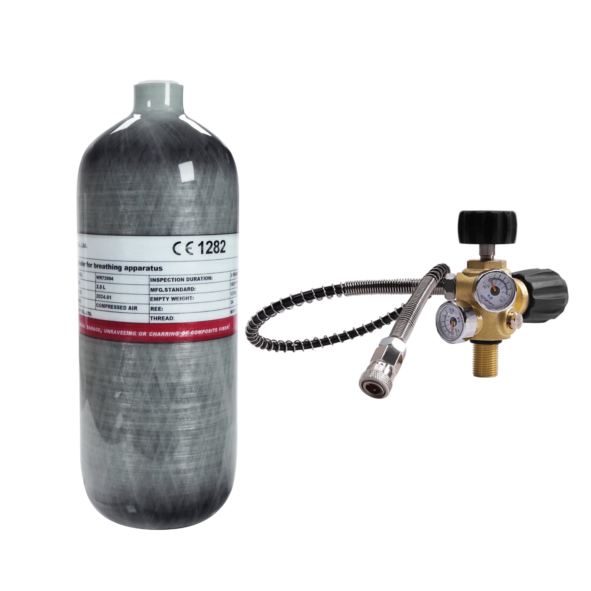 TUXING 4500psi 2L 20Cu Carbon Fiber Air Tank PCP Paintball Compressed ...